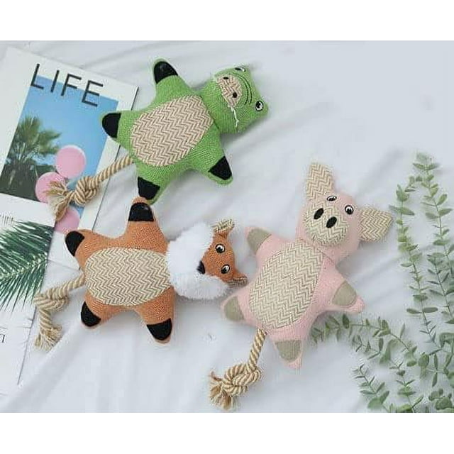 Pawfectpals Squeaky and Durable Dog Chew Toy with Rope Tail (Variety ...