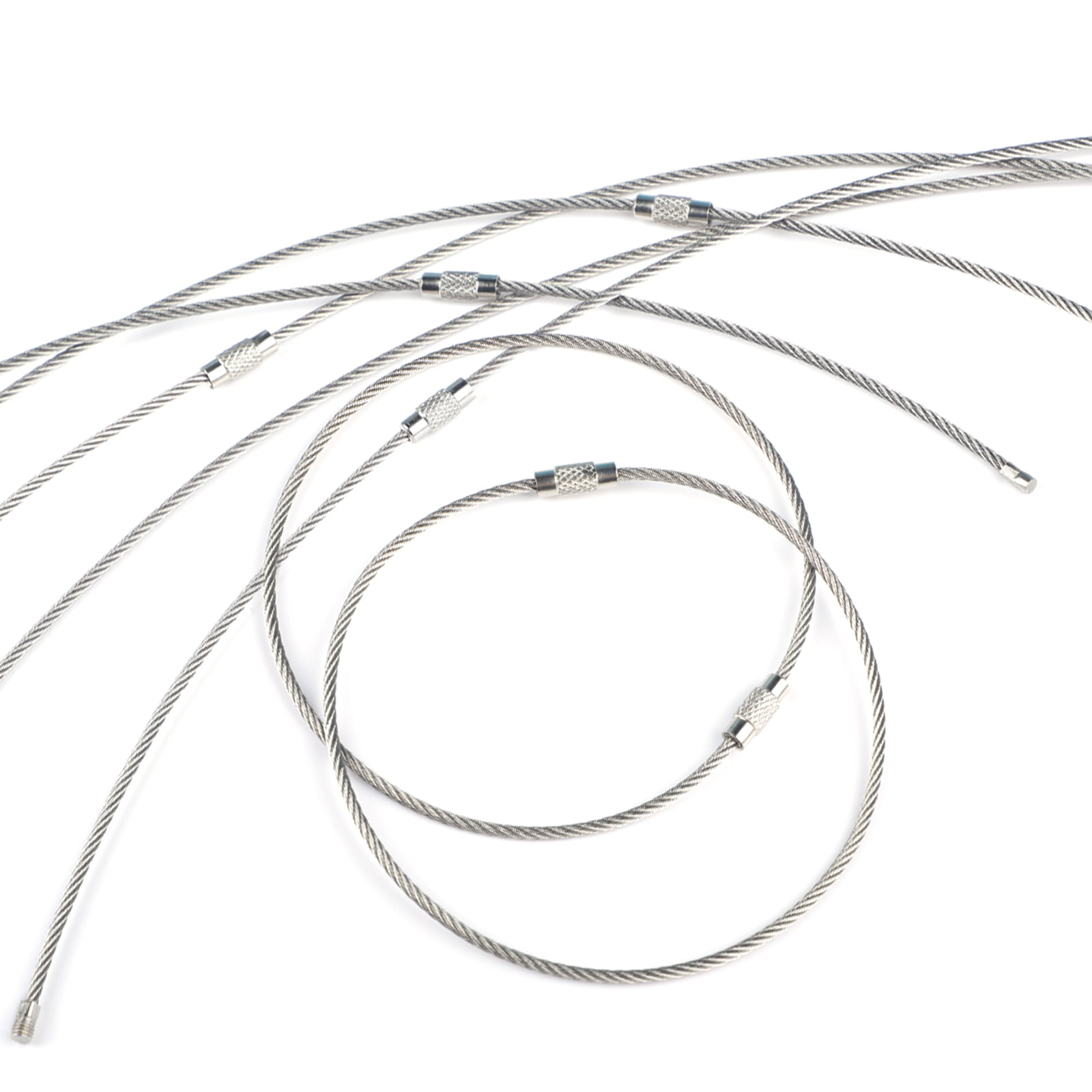 Pawfly 10 Inch Heavy Duty Stainless Steel Keychain Cable, Wire Key Ring ...