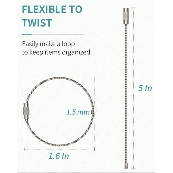 Pawfly 5 Inch Wire Keychain Cable Large Stainless Steel Key Ring Loop ...