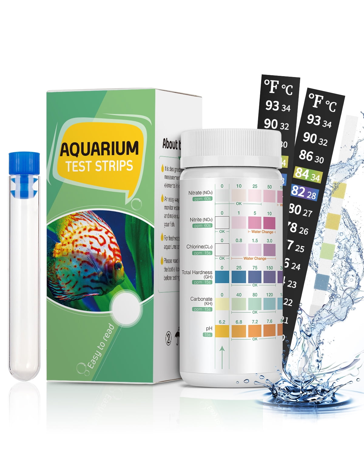 Pawfly 6 in 1 Aquarium Test Strips Fish Tank Testing Strips for pH ...