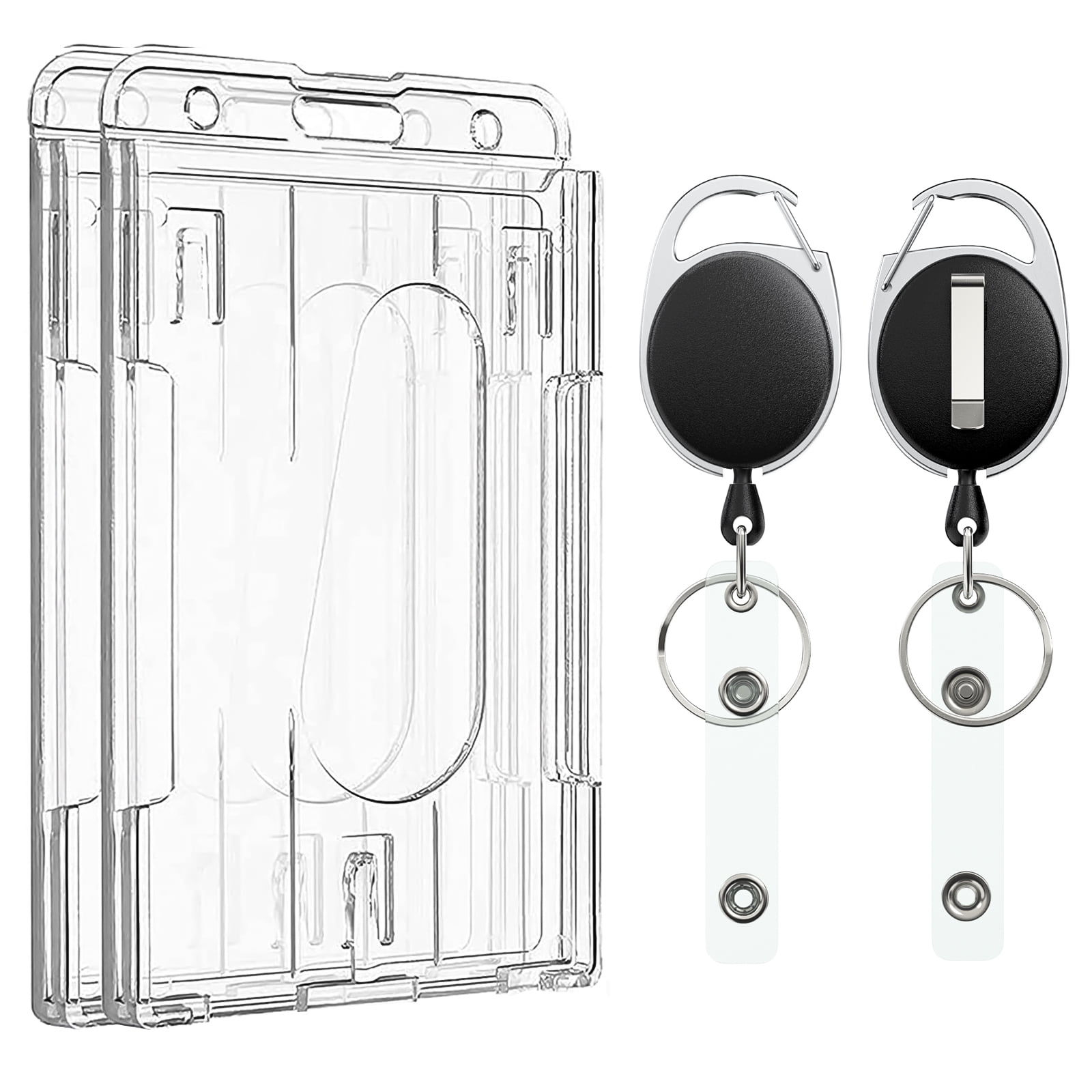Pawfly Vertical 2-Card Badge Holder with Thumb Slots Hard Transparent ...