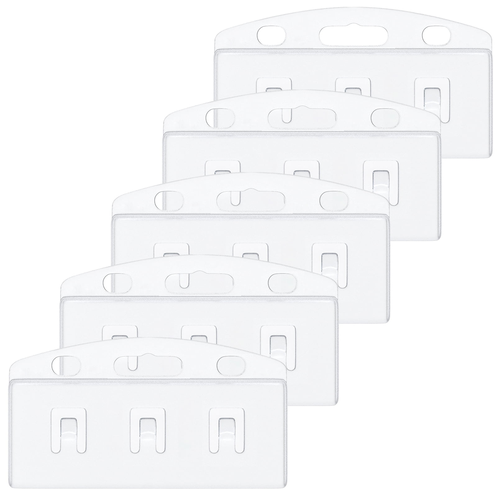 Pawfly Vertical Half Card Badge Holders with Grippers Hard Transparent ...