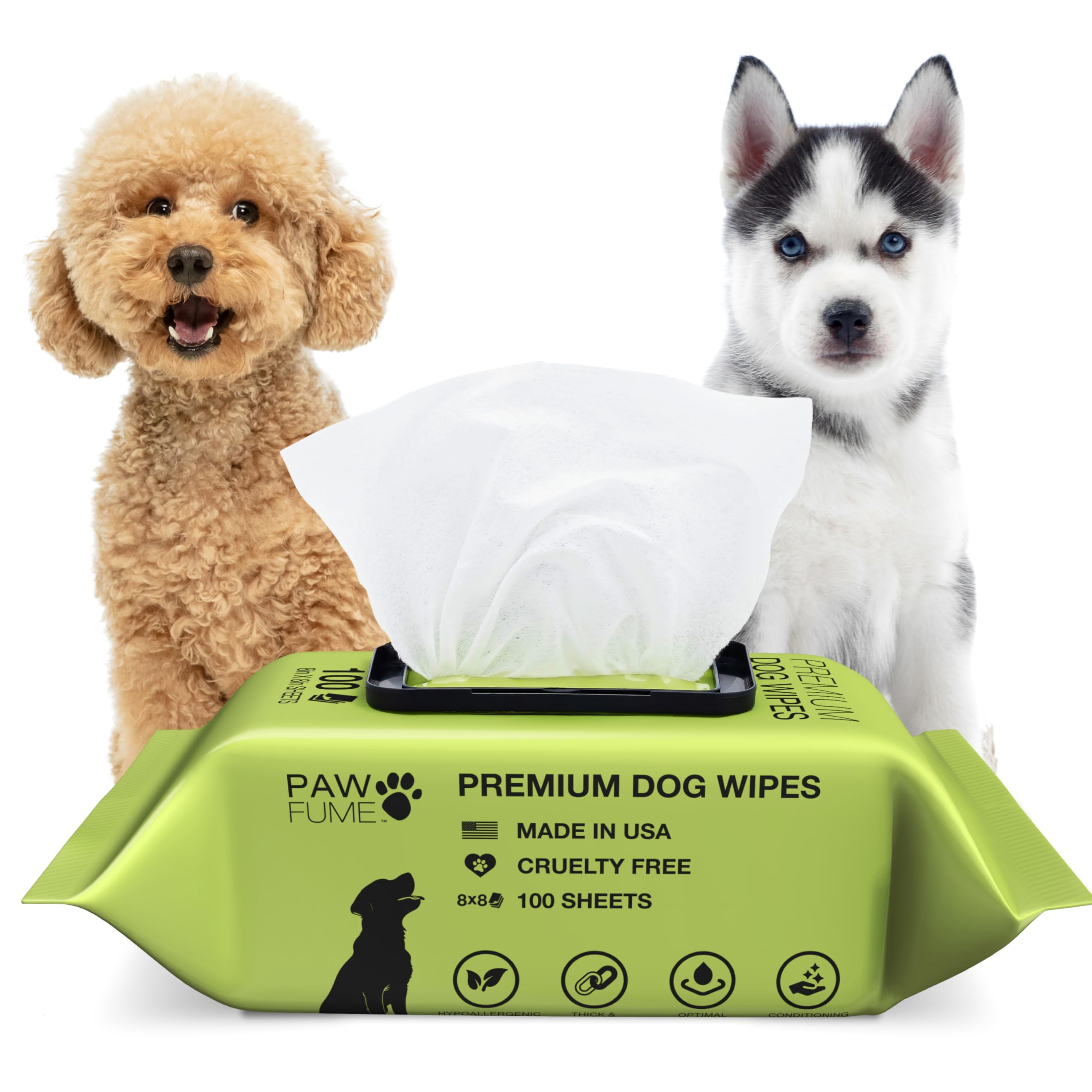 Pawfume Dog Wipes 100 Count, Pet SMRWipes - Hypoallergenic & Gentle Dog ...