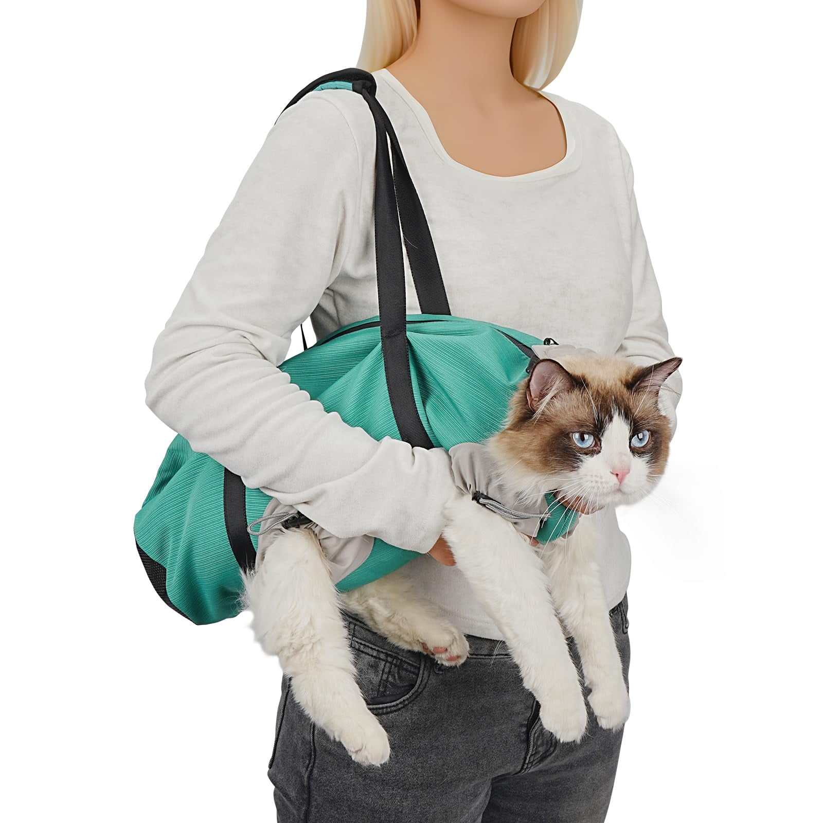 Pawfun Cat Carrier Pouch, Soft Cat Carrier and Soothing Grooming Bag ...