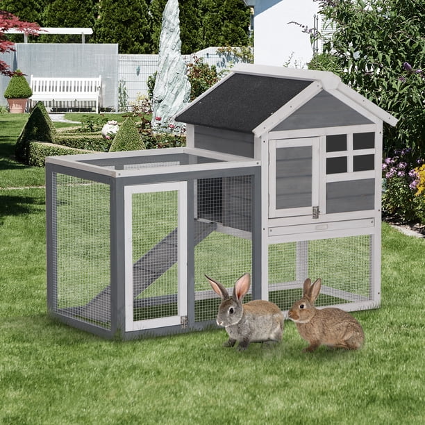 Pawhut 48" Wooden Chicken Coop Rabbit Hutch Bunny Cage Pet House w ...