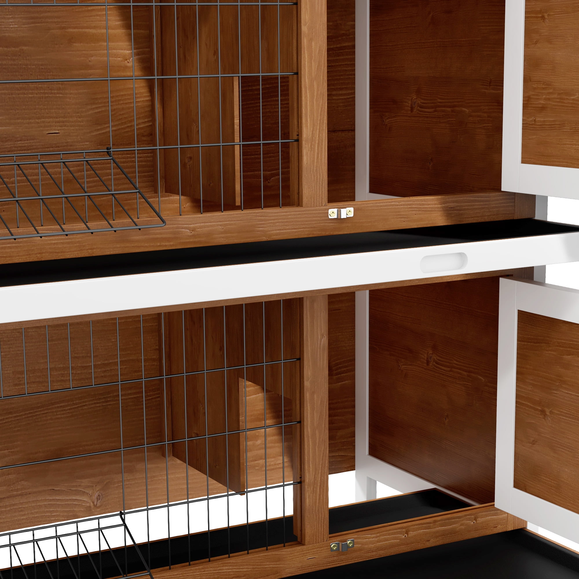 Pawhut 54" 2-Story Large Rabbit Hutch Bunny Cage Wooden Pet House Small ...