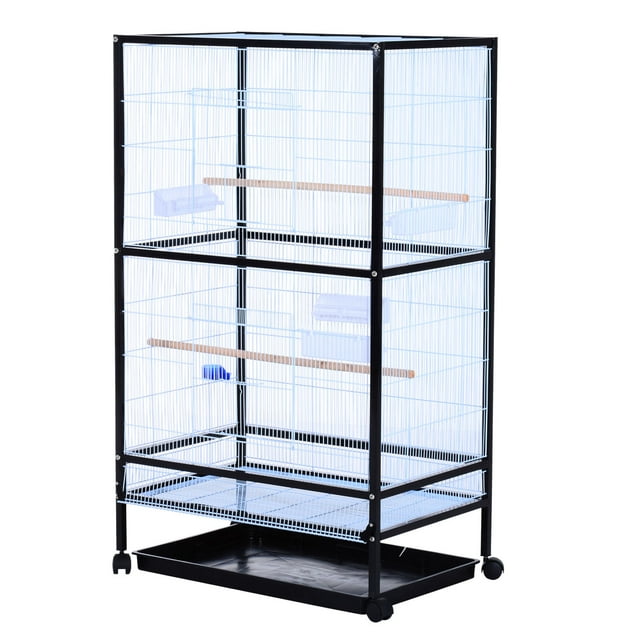 "Pawhut 54"" Extra Large Rolling Iron Aviary Bird Cage with Accessories ...