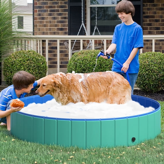 Pawhut Large Pet Pool, Outdoor Foldable Dog Bathing Tub, 12" x 63", PVC ...