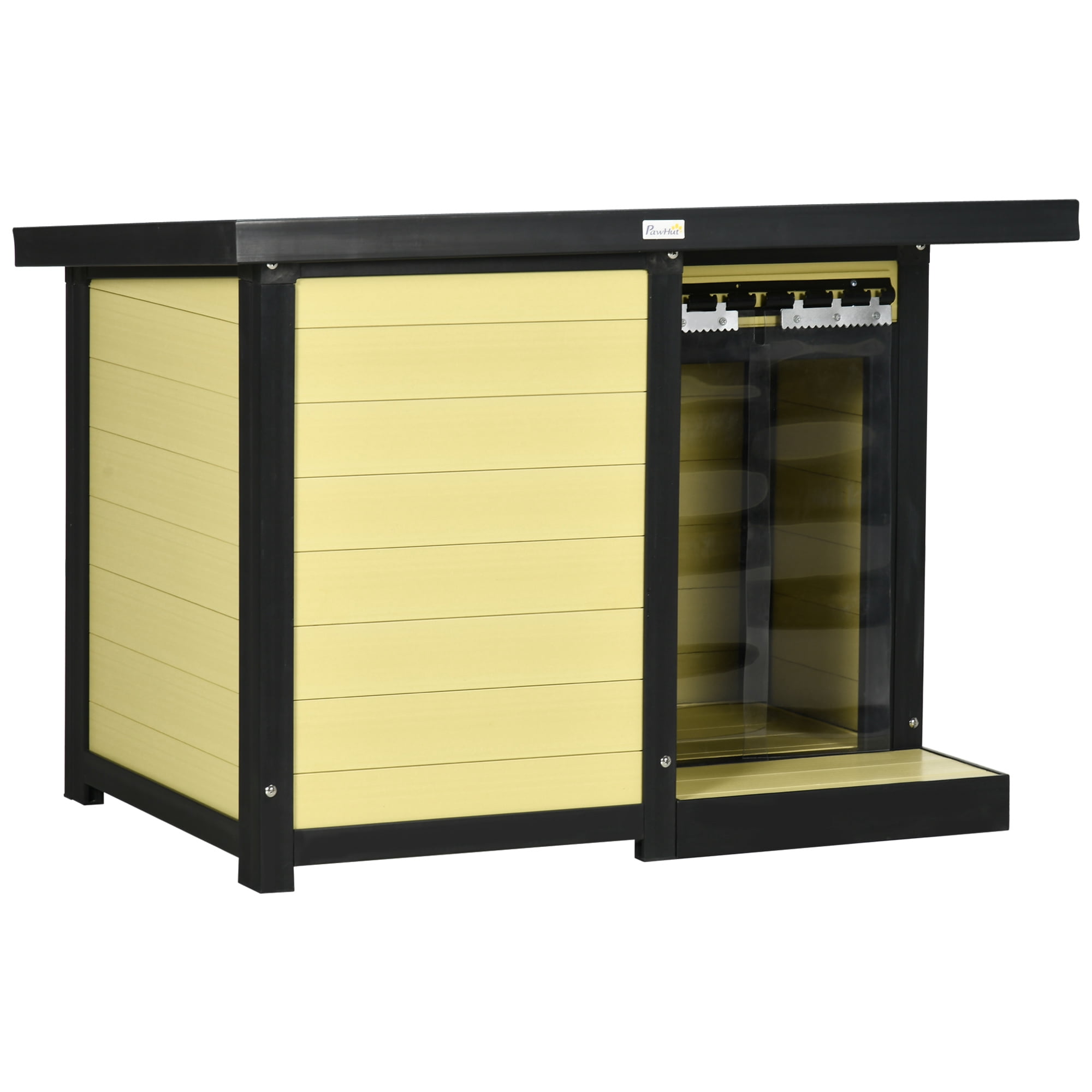 Outdoor/Indoor Dog House with Openable Roof & Porch, Weather-Resistant ...