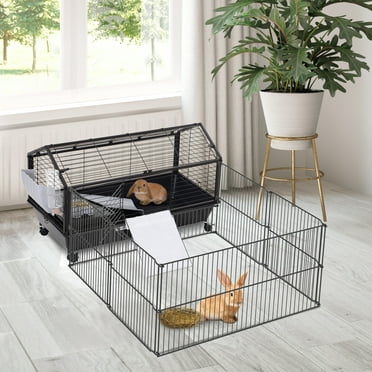 " L Small Animal Cage, Pet Play House for Rabbit Hutch or with Feeder ...
