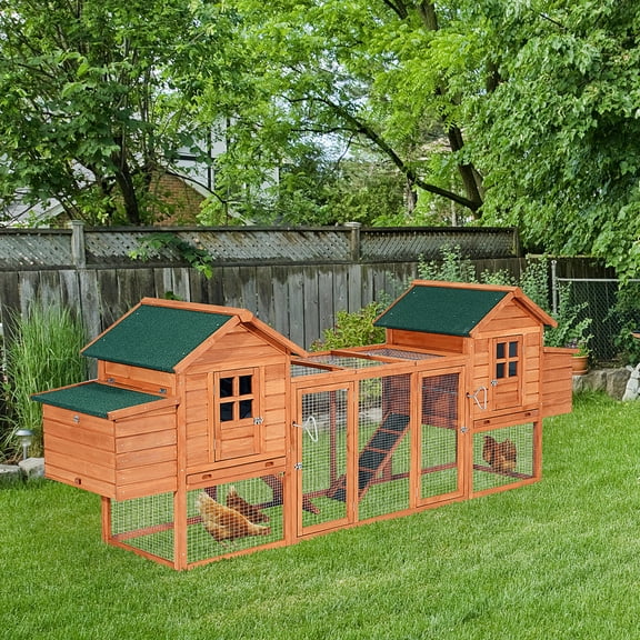 122 Inch Large Chicken Coop with Chicken Run & Nesting Box, Outdoor Hen ...