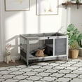Pawhut Large Indoor Rabbit Hutch with Raised Cage, Enclosed Run, Wheels ...