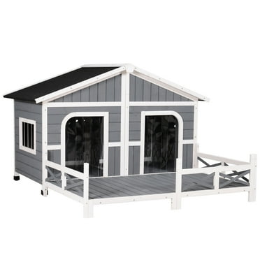 Pawhut Wooden Large Dog House, Perfect for the Porch or Deck and ...