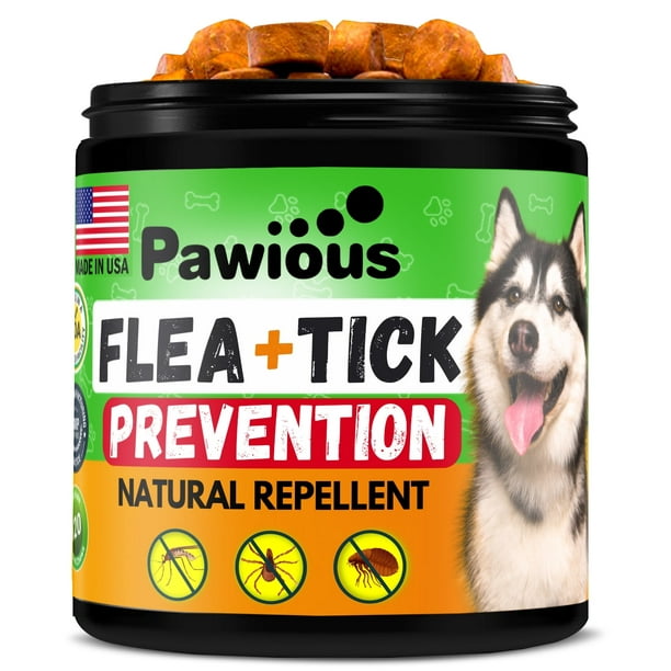 Pawious Flea and Tick Prevention for Dogs Chewables - Natural Oral Flea ...