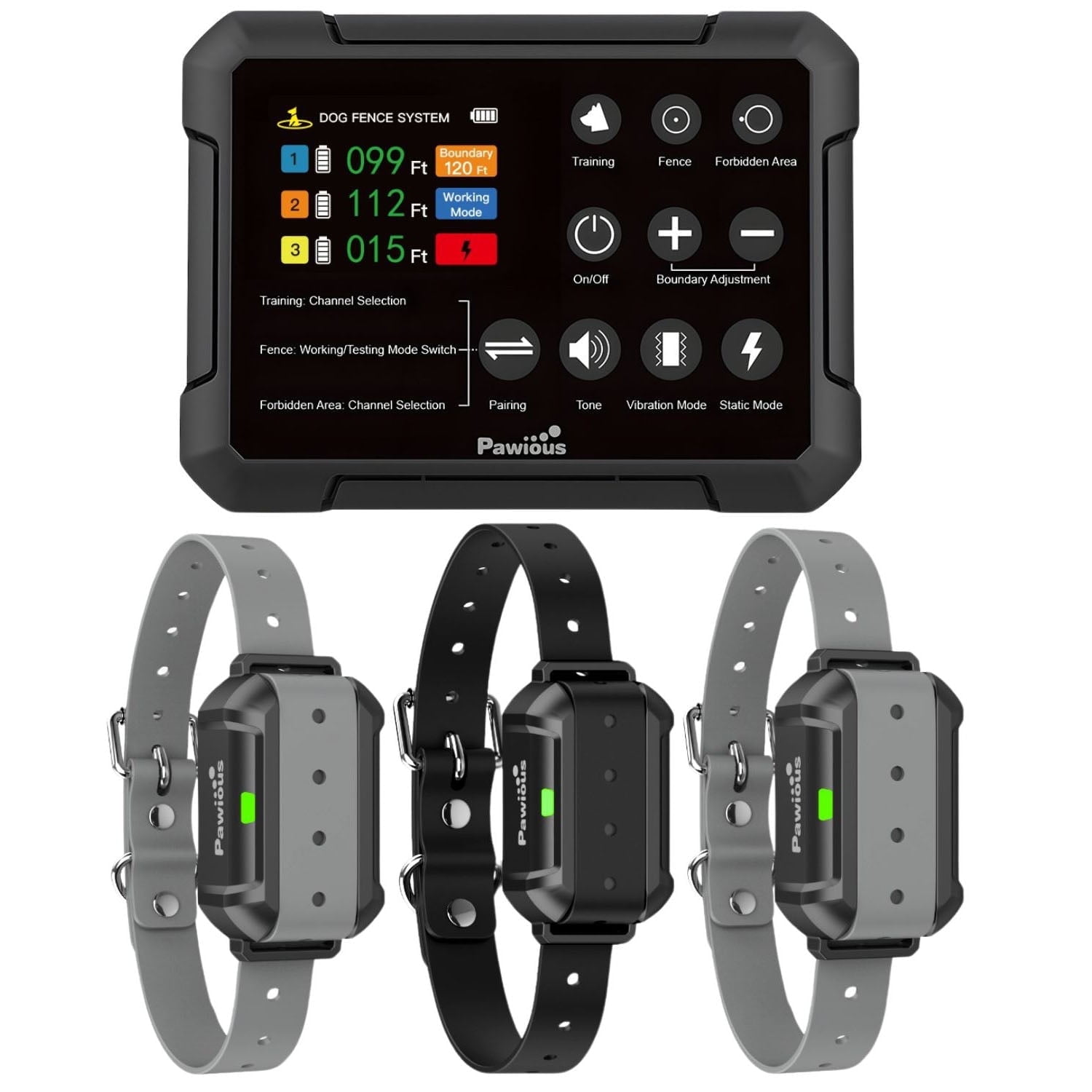 Pawious Wireless Dog Fence & Forbidden Area - 3 Dog Set, High Precision ...