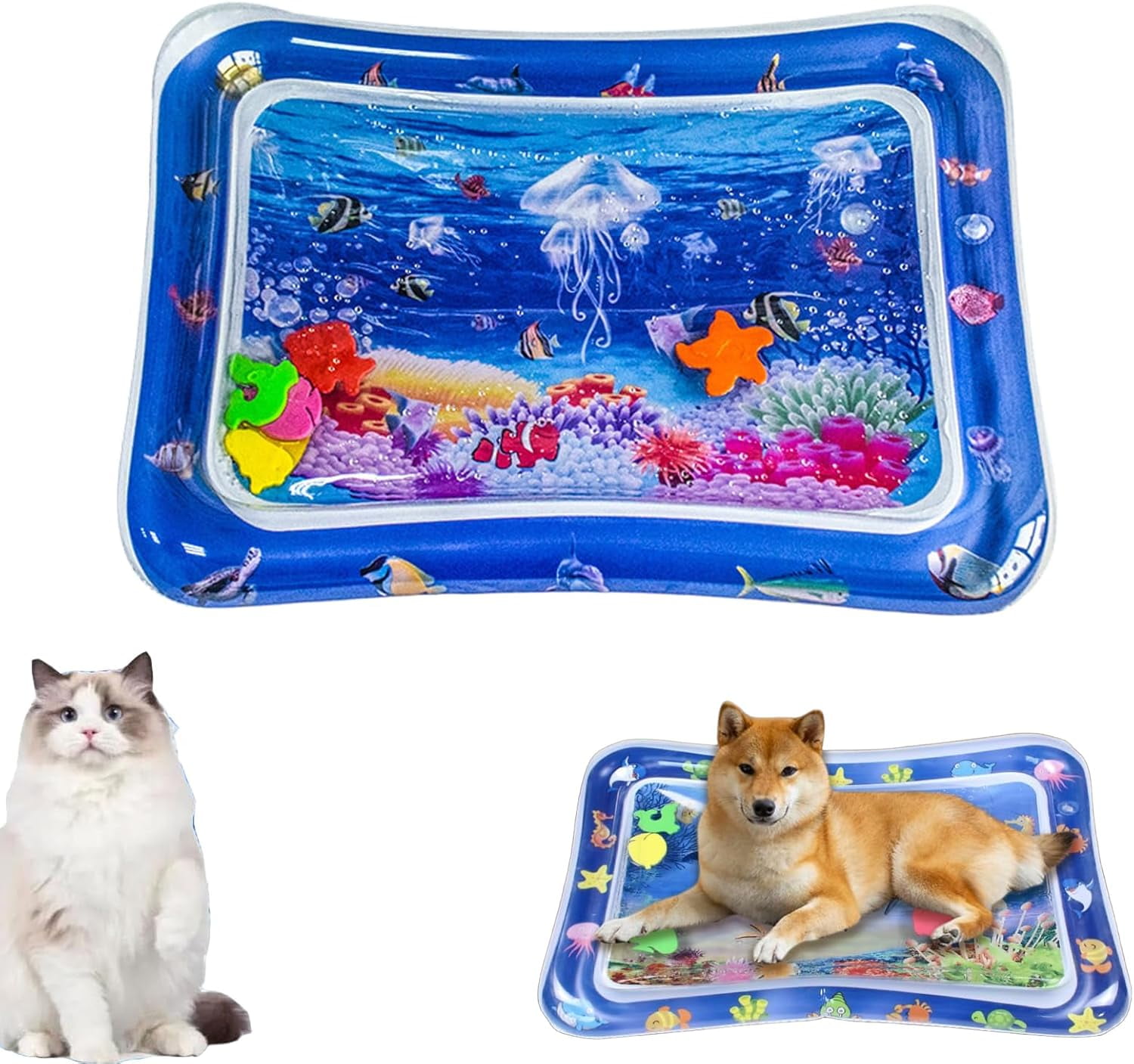 Pawkitty Water Mat, Cat Water Sensory Play Mat, 2025 Thickened Play Mat ...