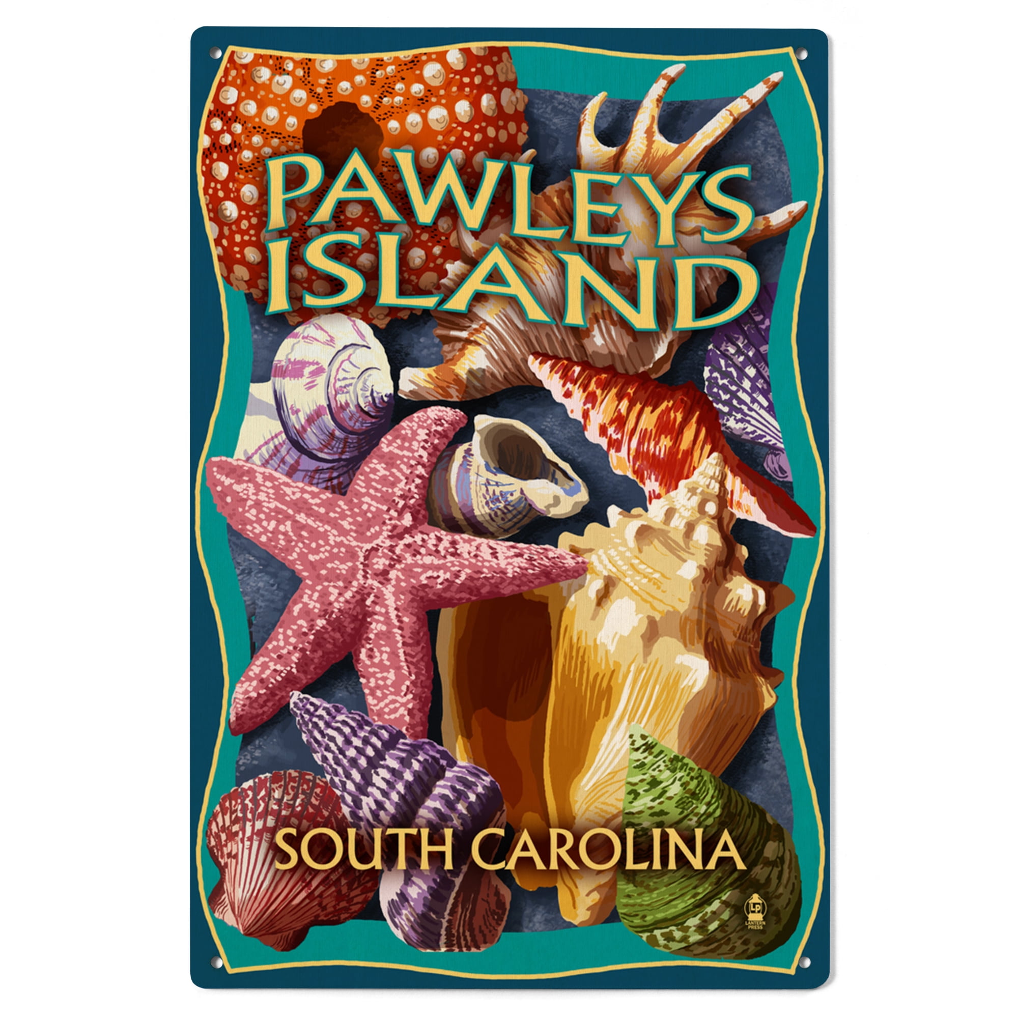 Pawleys Island, South Carolina, Sea Shells Birch Wood Wall Sign (6x9 ...
