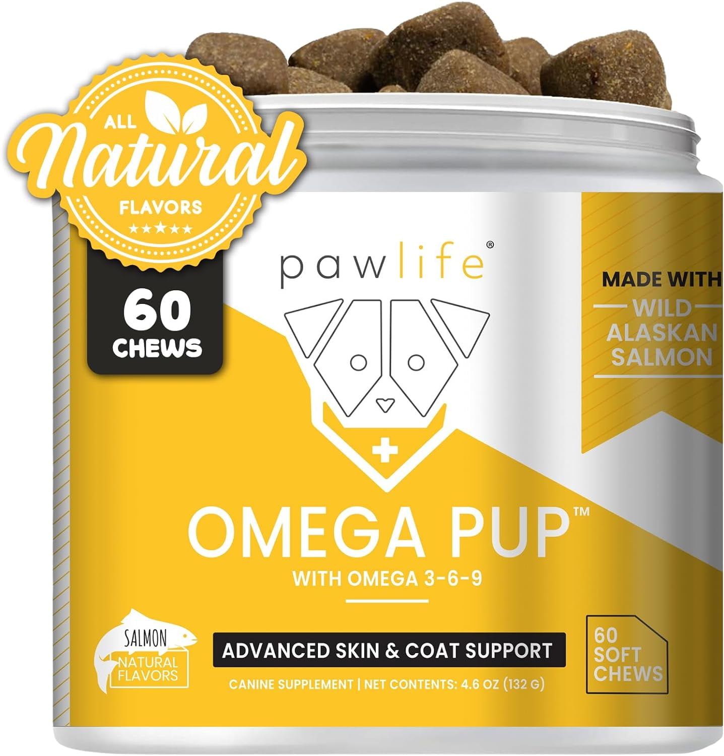 Pawlife Dog Fish Oil Supplements - 60 Omega 3 Fish Oil Dog Vitamins ...