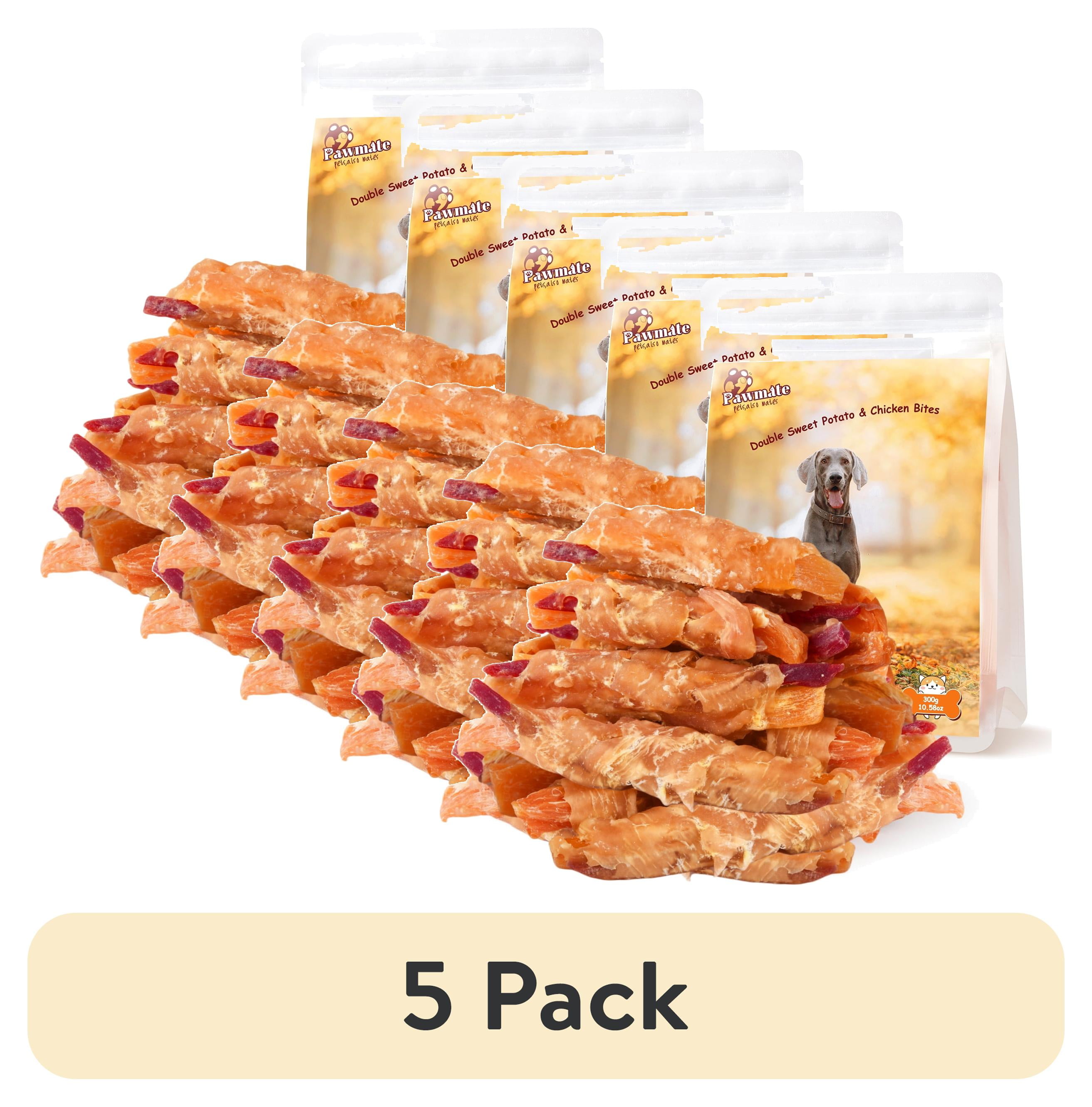 (5 pack) Pawmate Chicken & Double Sweet Potato Dog Treats, Healthy ...