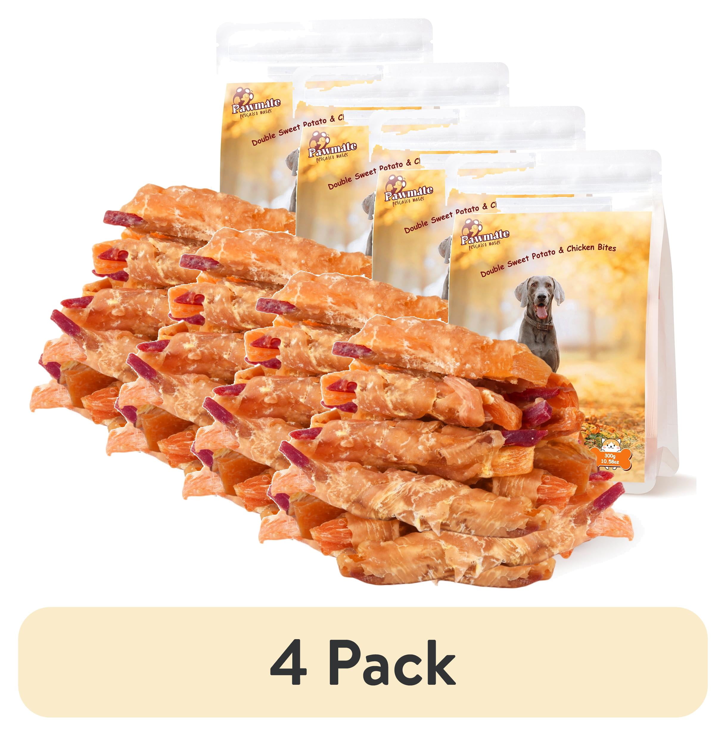 (4 pack) Pawmate Chicken & Double Sweet Potato Dog Treats, Healthy ...