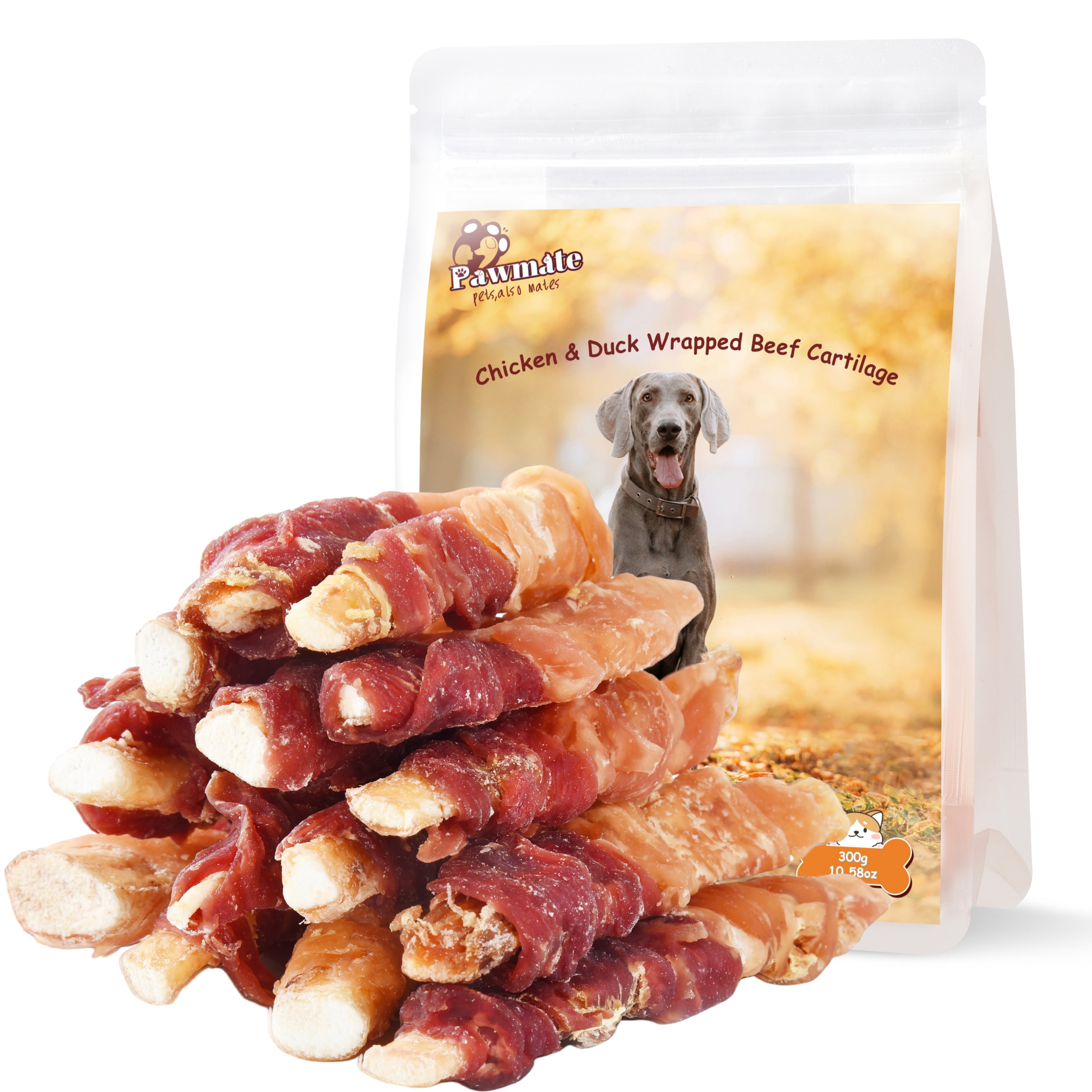 Pawmate Chicken & Duck Wrapped Beef Cartilage Dog Treats, Rawhide-Free ...