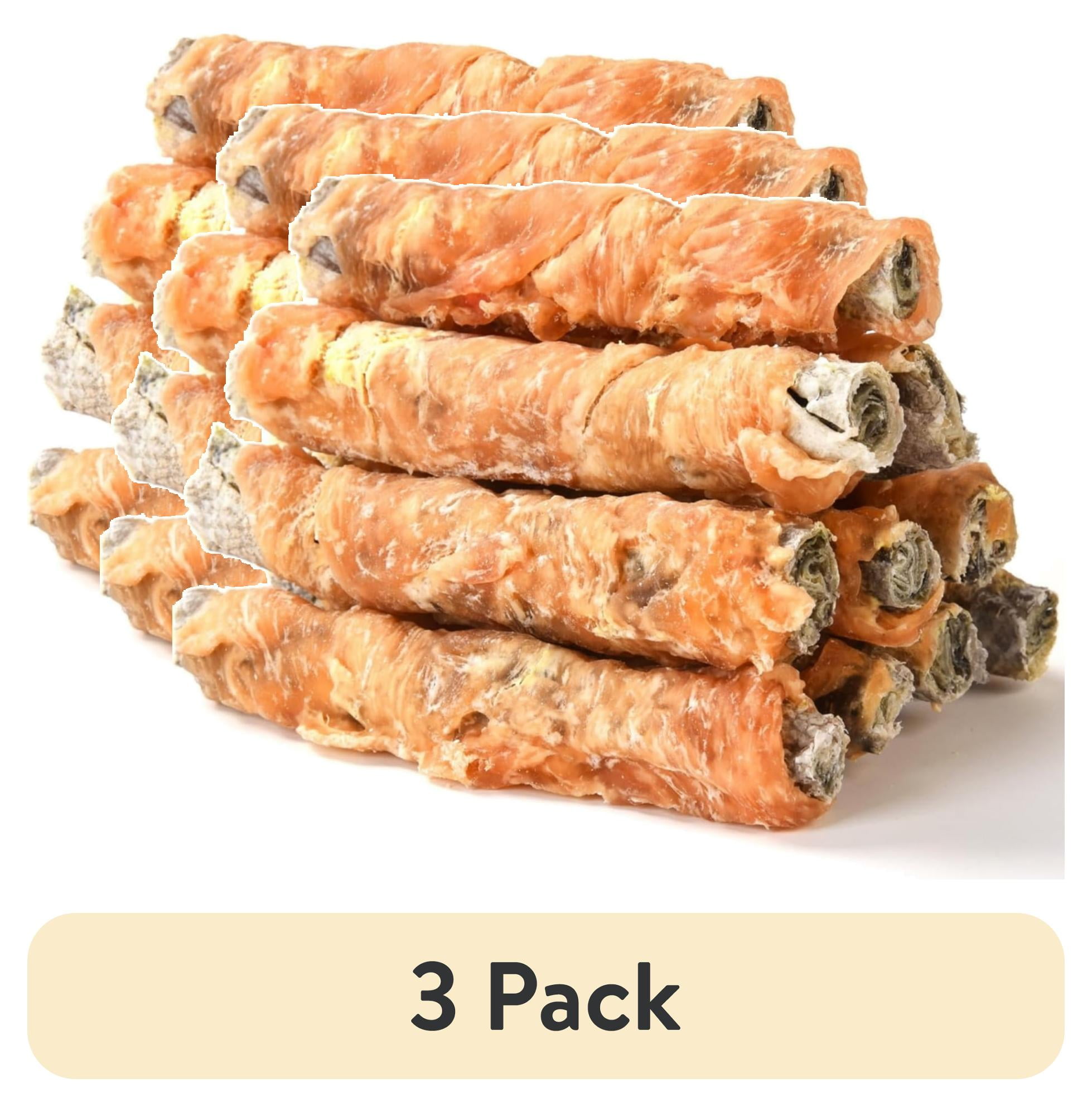 (3 pack) Pawmate Chicken Wrapped Cod Fish Skin Stick Dog Treats, Omega3 ...