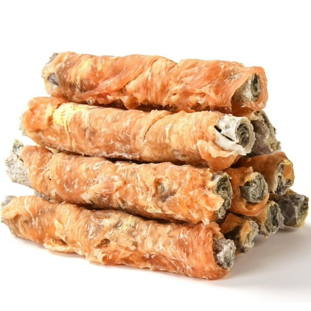 Pawmate Omega3 Cod Twist Dog Chews, Chicken Wrapped Cod Fish Skin Stick Treats, Teeth Cleaning ...