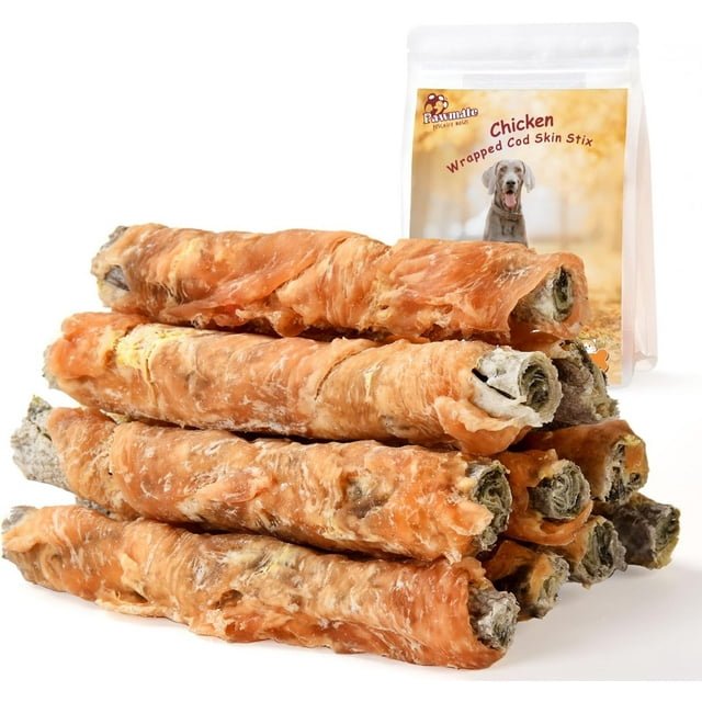 Pawmate Chicken Wrapped Cod Fish Skin Stick Dog Treats, Omega3 Cod ...
