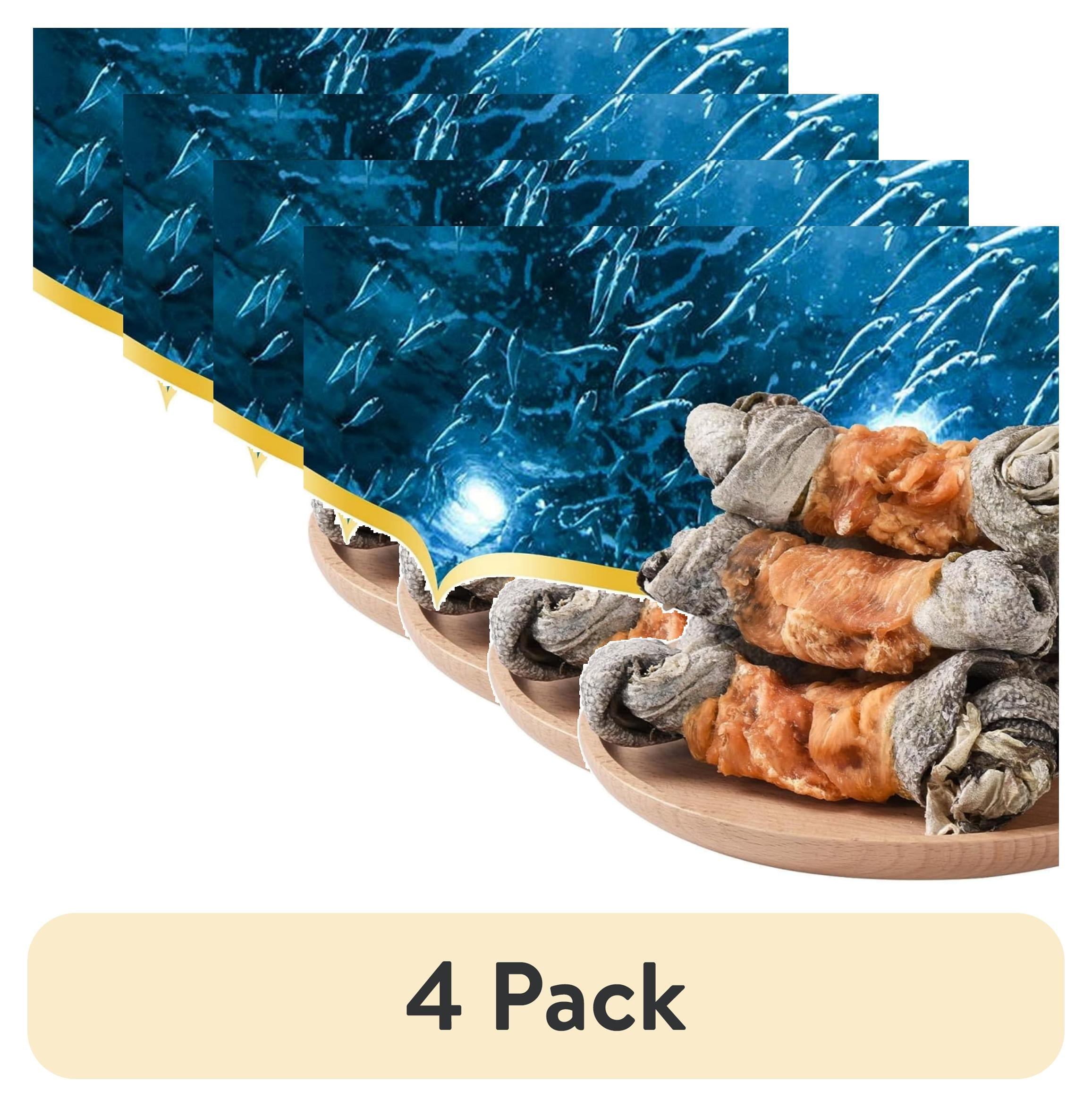 (4 pack) Pawmate Nutritious Shiny Coat Dog Treats, Chicken Wrapped Cod ...