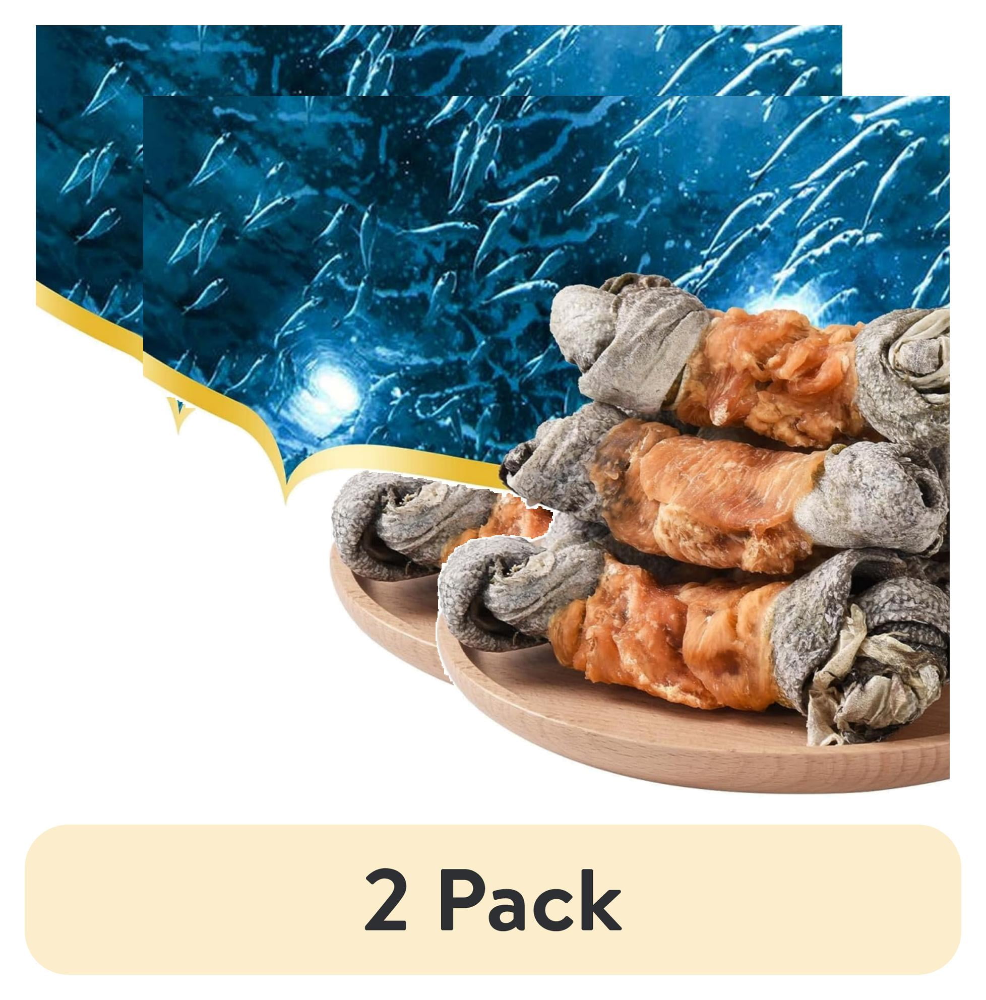 (2 pack) Pawmate Nutritious Shiny Coat Dog Treats, Chicken Wrapped Cod ...