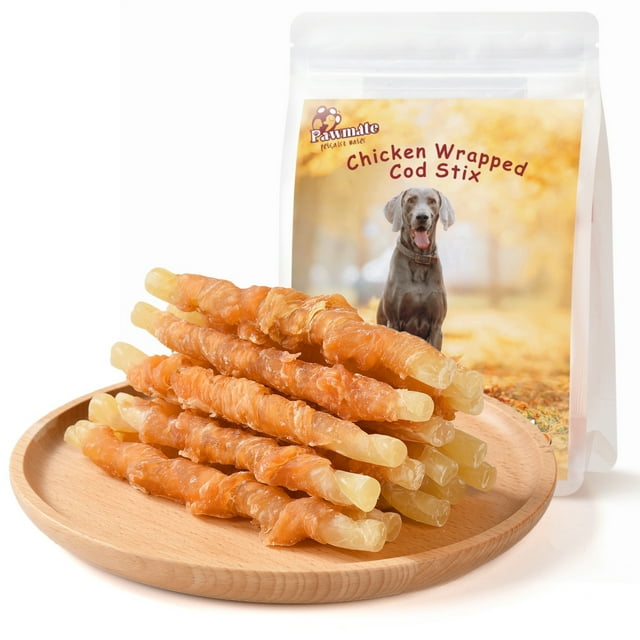 Pawmate Soft Chewy Dog Treats, Chicken Wrapped Cod Sticks, Healthy ...