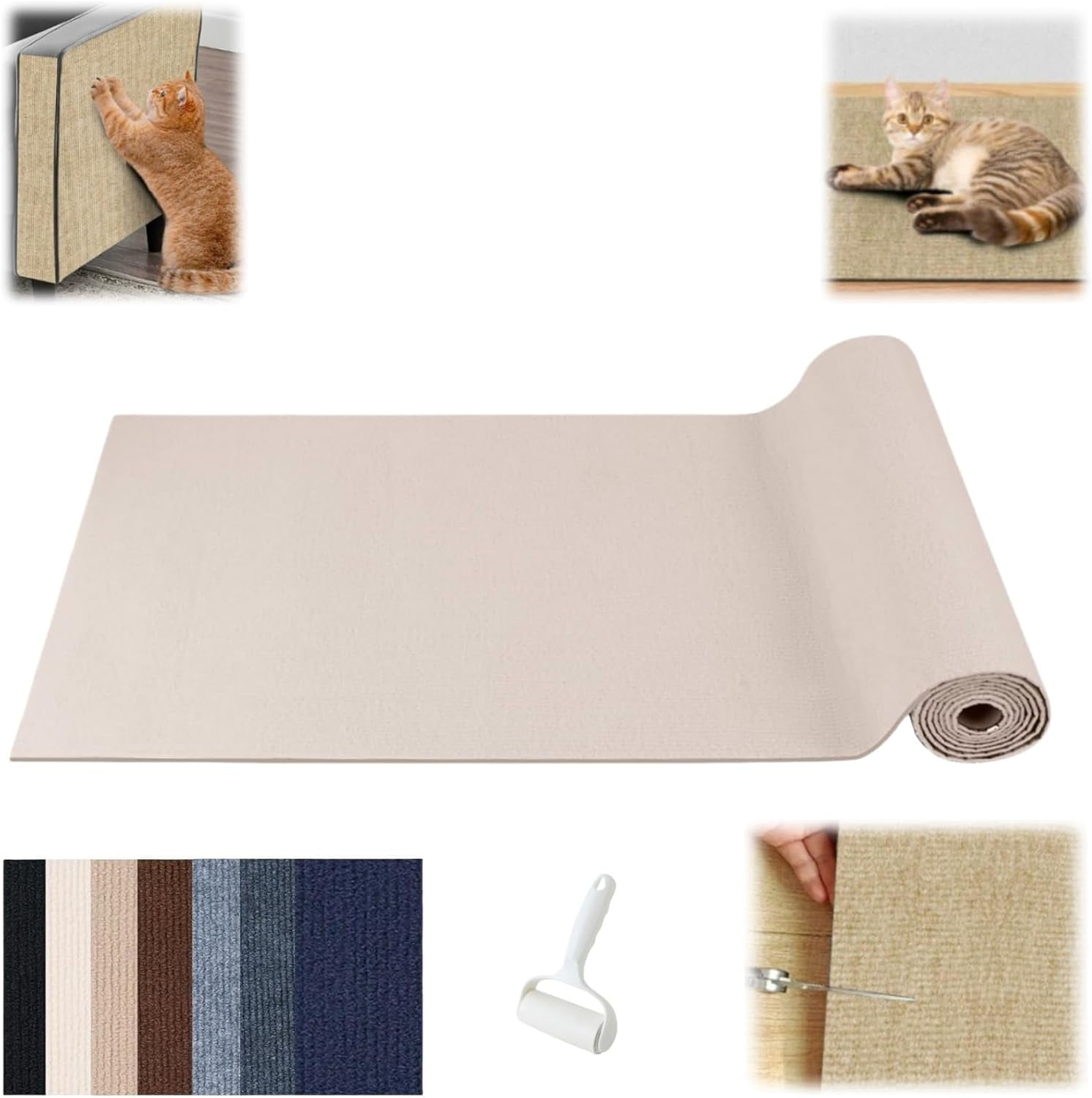 Pawmingle Cat Scratching Carpet, Cat Scratching Mat Self Adhesive ...
