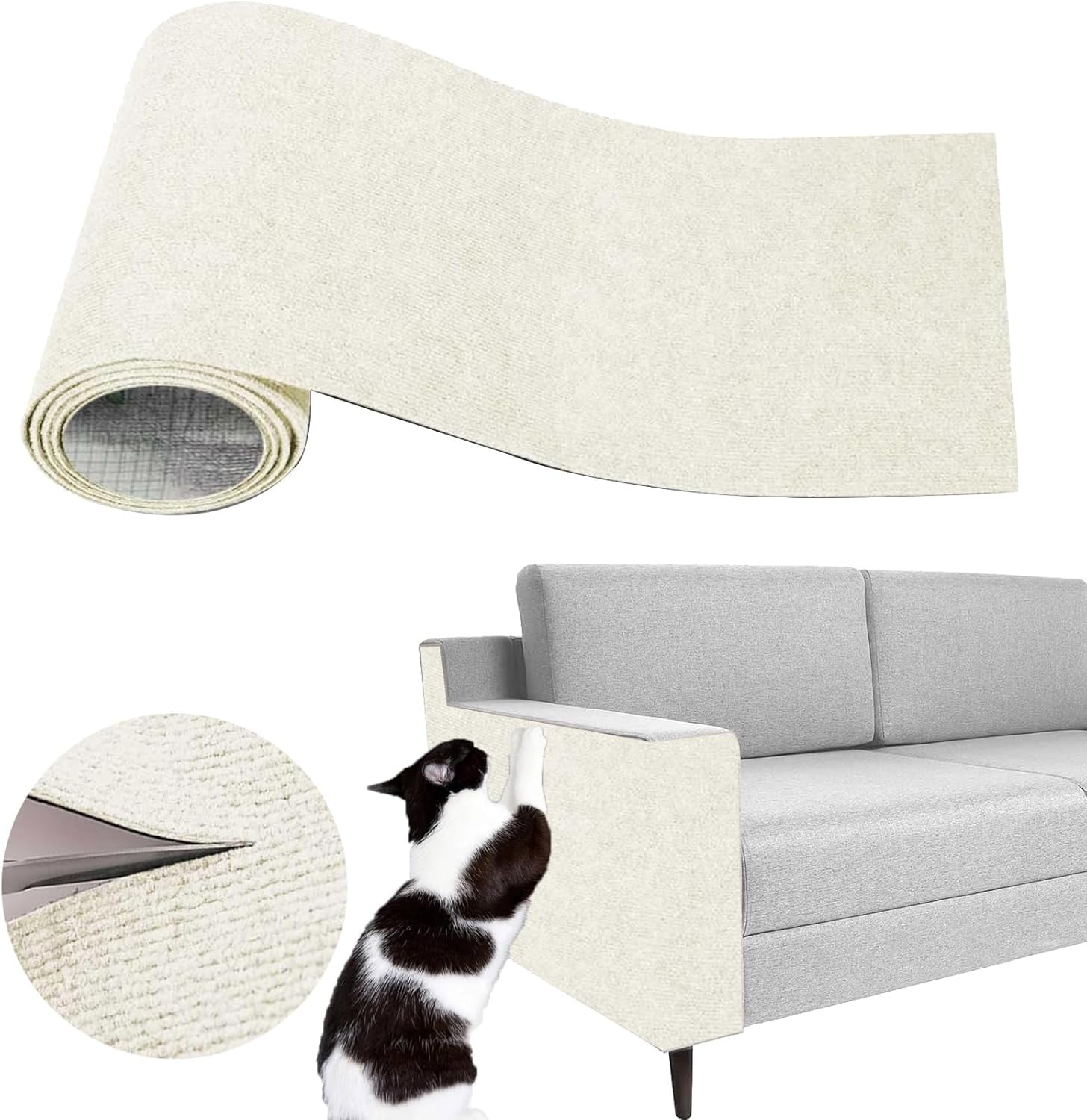 Pawmingle Cat Scratching Carpet, Cat Scratching Mat Self Adhesive, Wall ...