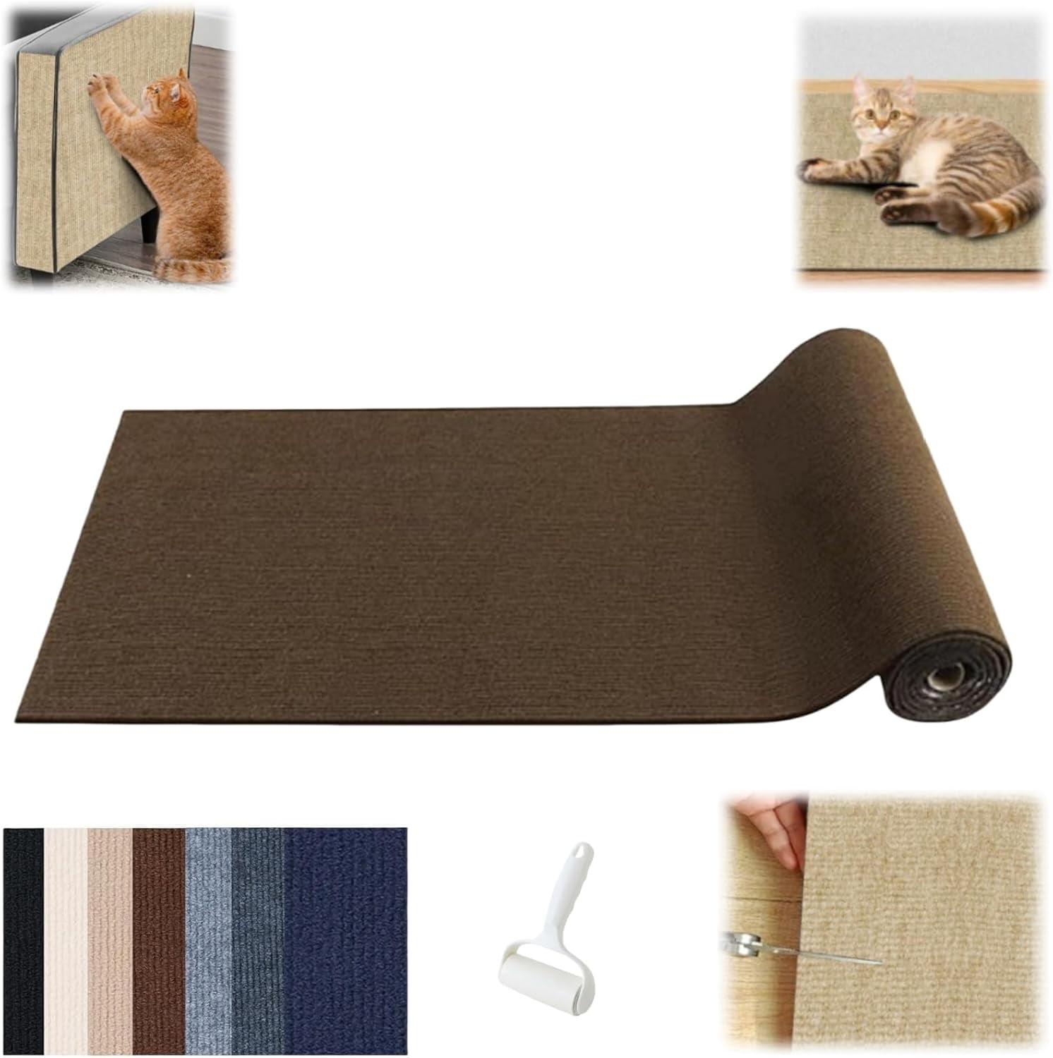 Pawmingle Cat Scratching Carpet, Cat Scratching Mat Self Adhesive ...