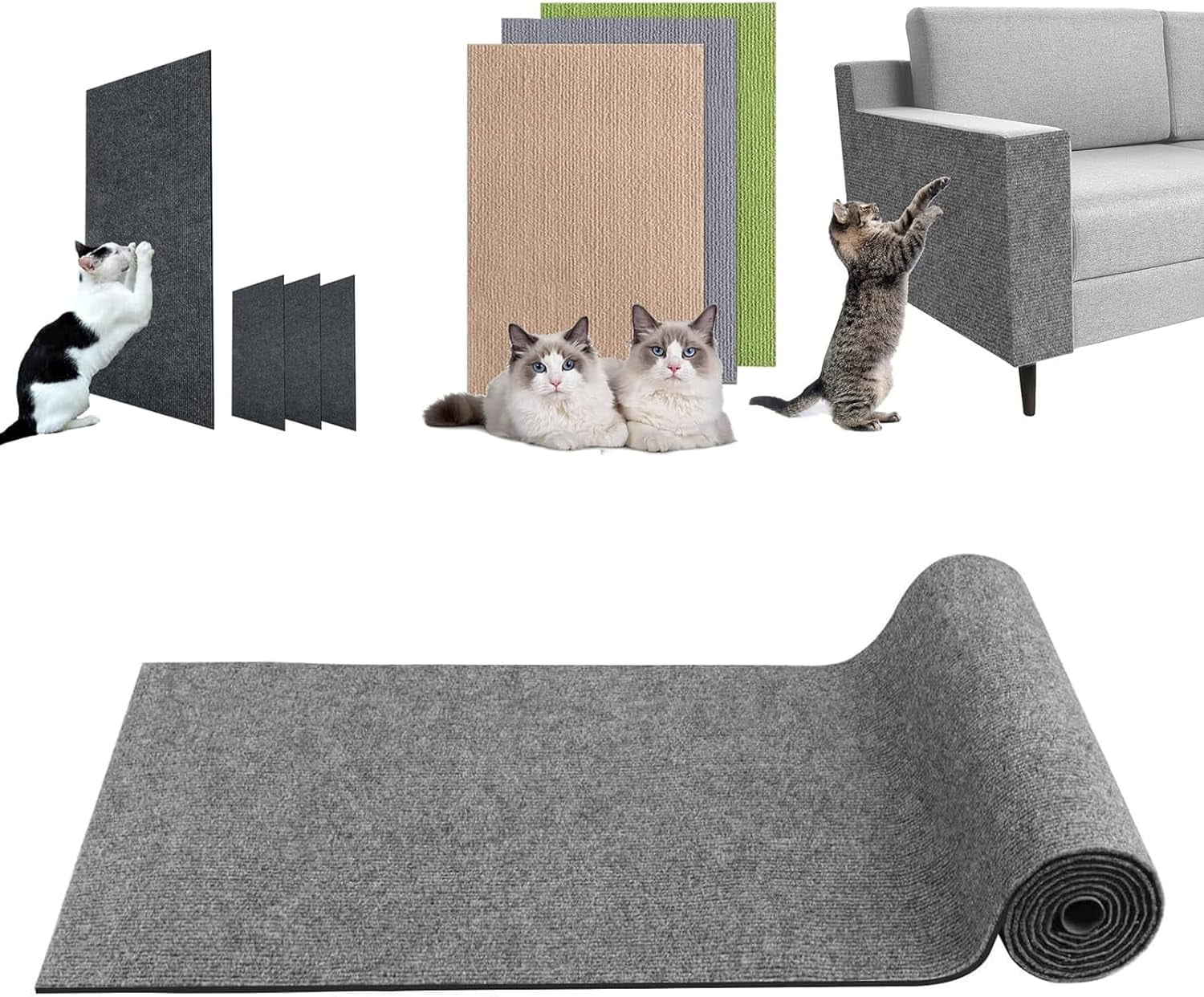 Pawmingle Cat Scratching Carpet, Trimmable Cat Scratching Post Carpet ...