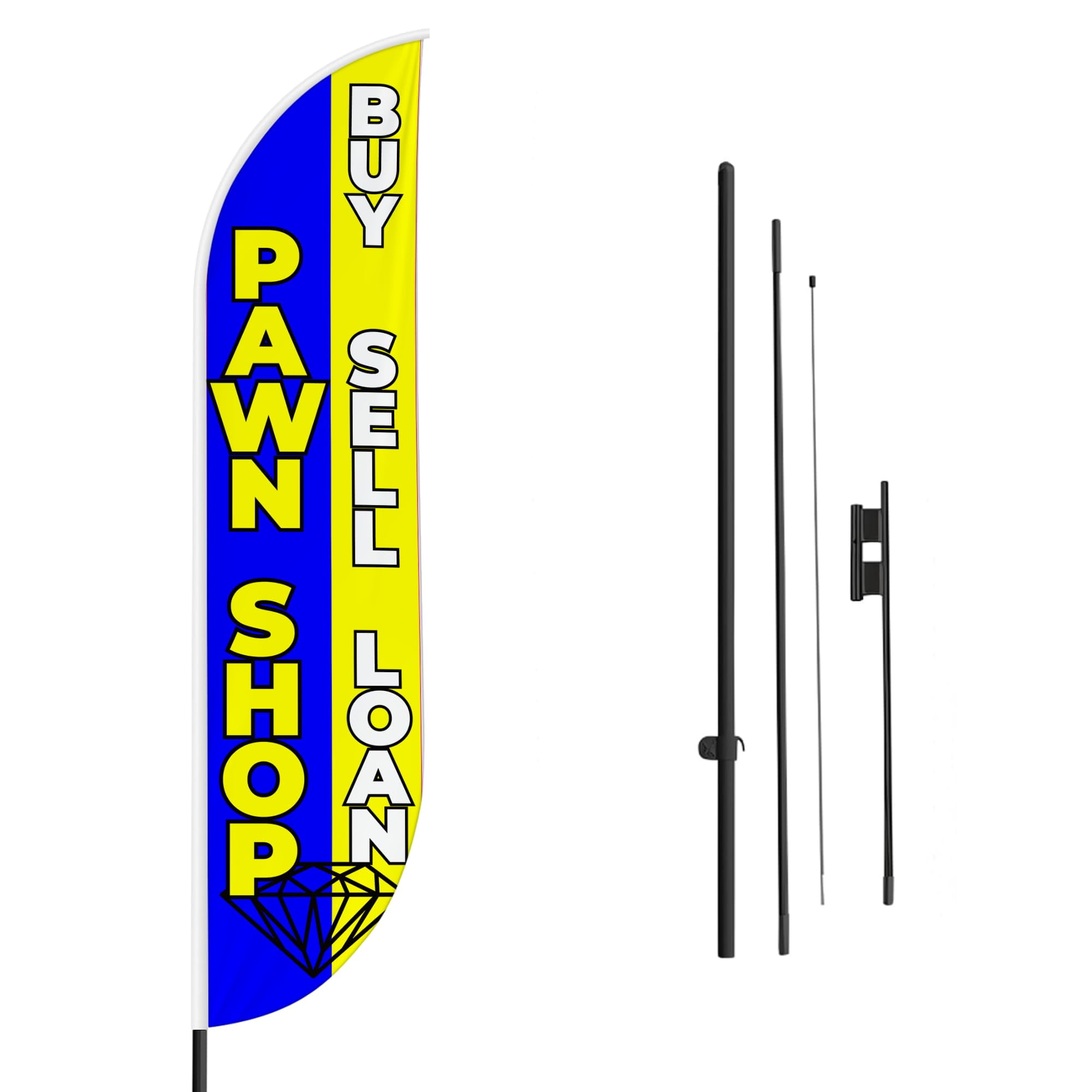 Pawn Shop Sign feather flag Pole Mount for Outdoor by Mavis Print | 15 ...