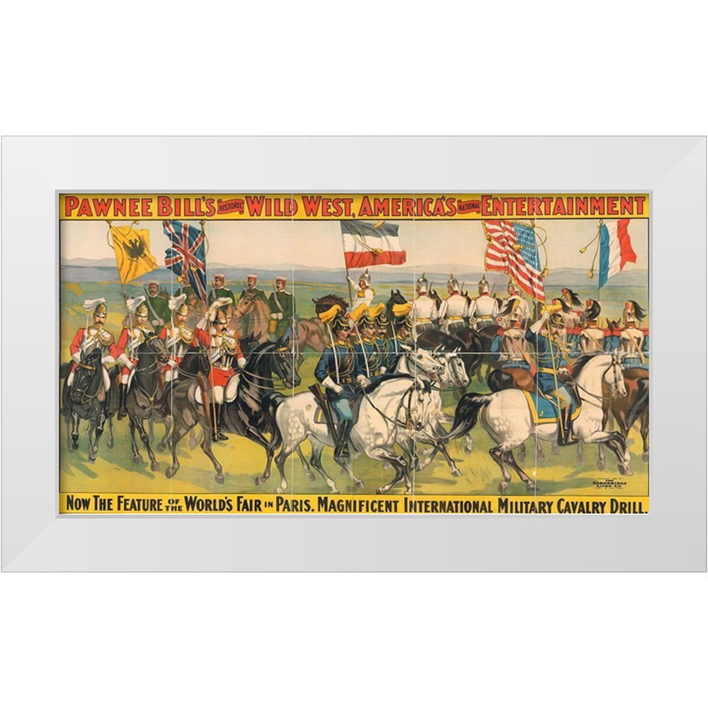Pawnee Bills Wild West Show Poster 24x15 White Modern Wood Framed ...