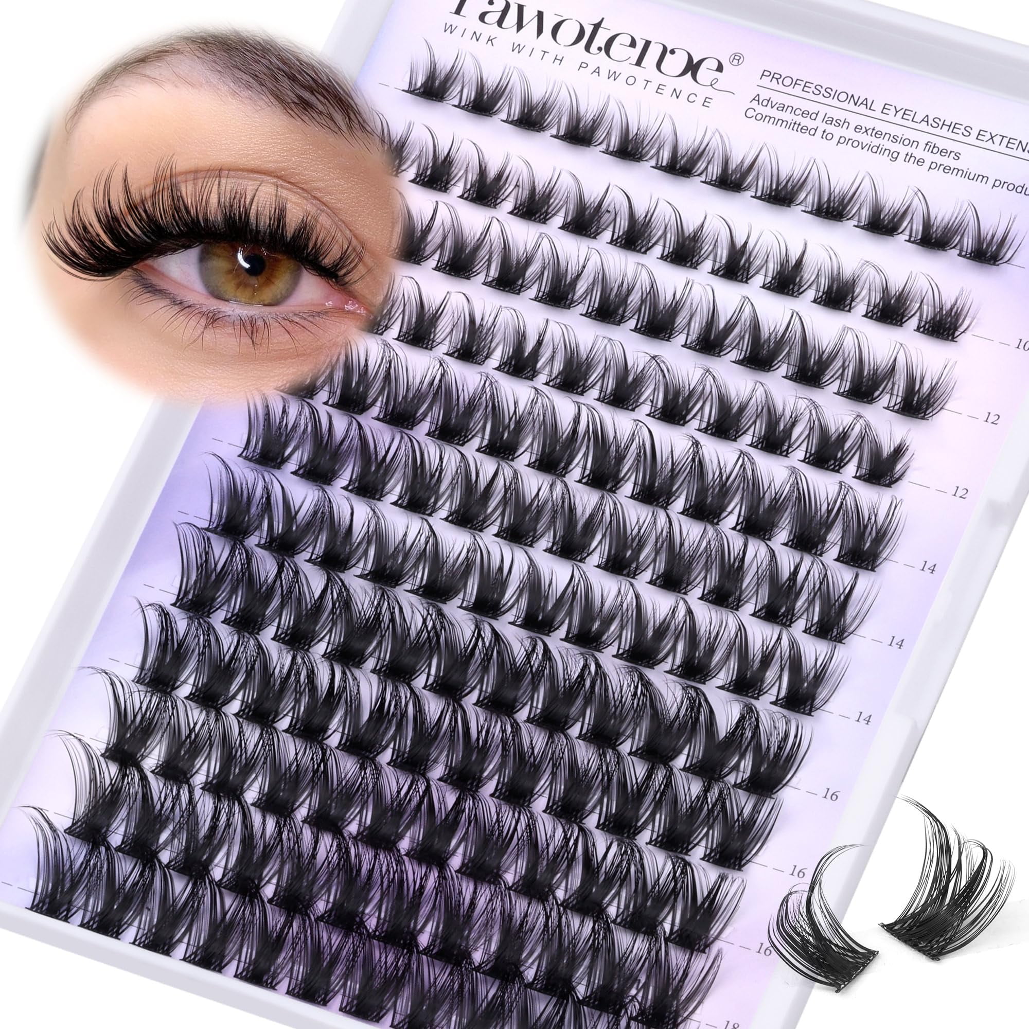 Pawotence Lash Clusters Wispy IFF17 Cluster Eyelash Extensions 10-18mm ...