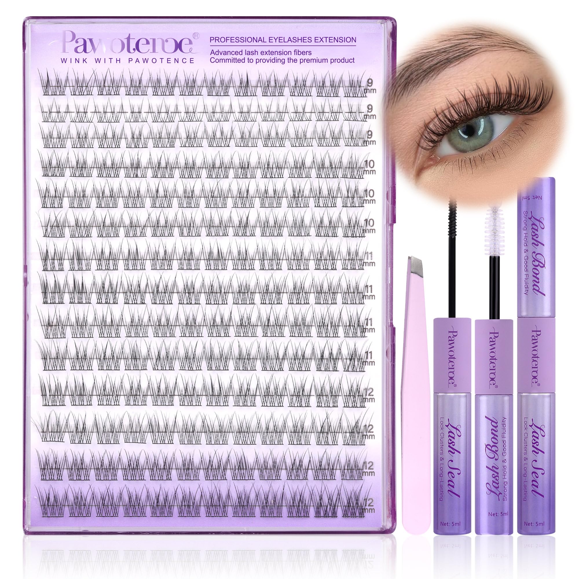 Pawotence Lash Extension Kit IFF17 Wispy Lash Clusters Kit 9-12mm ...