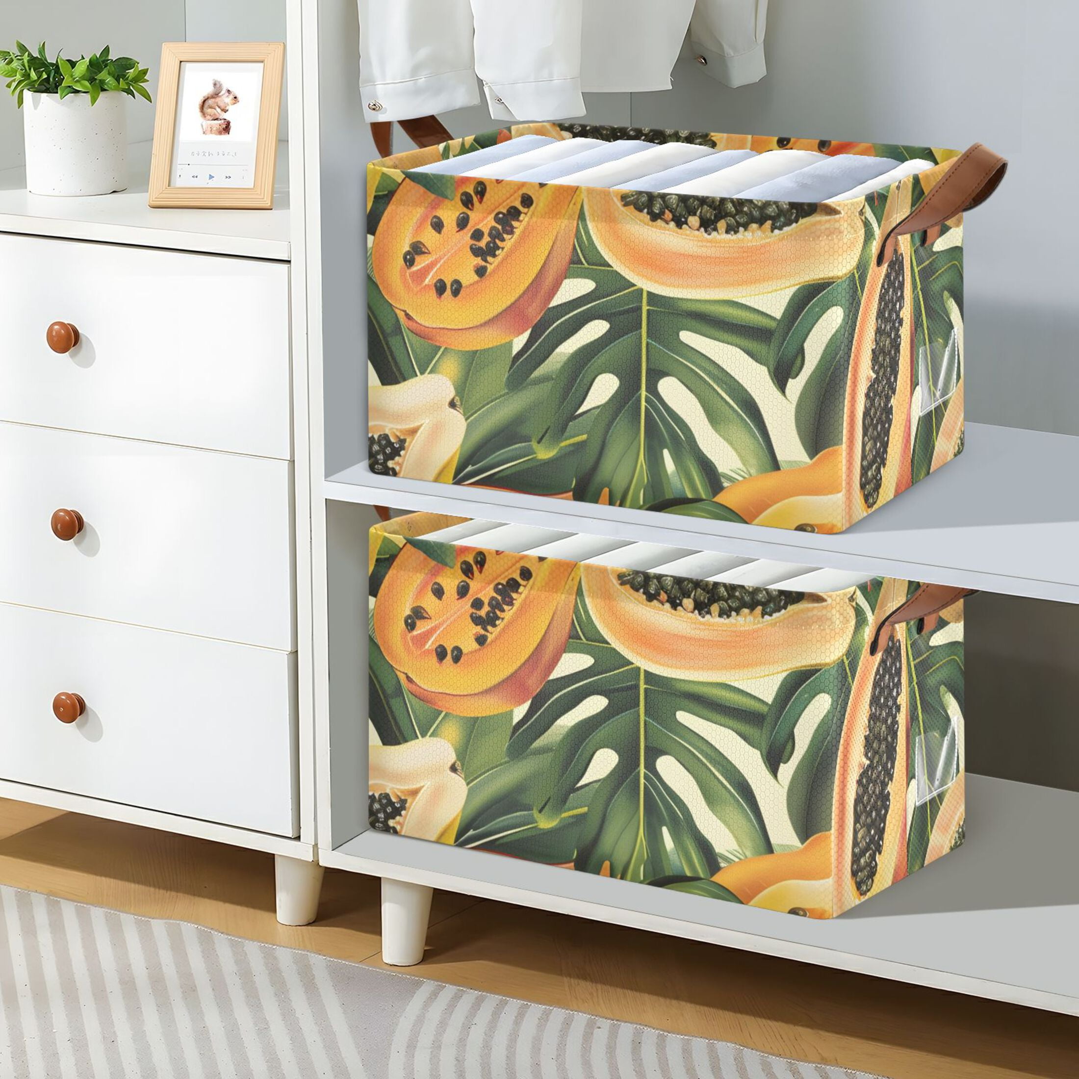 Pawpaw Leaves Foldable Storage Large Fabric Storage Baskets Organizer ...