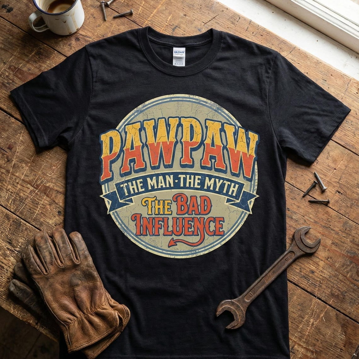 Pawpaw The Man The Myth The Bad Influence Grandpa T-Shirt - Walmart.com