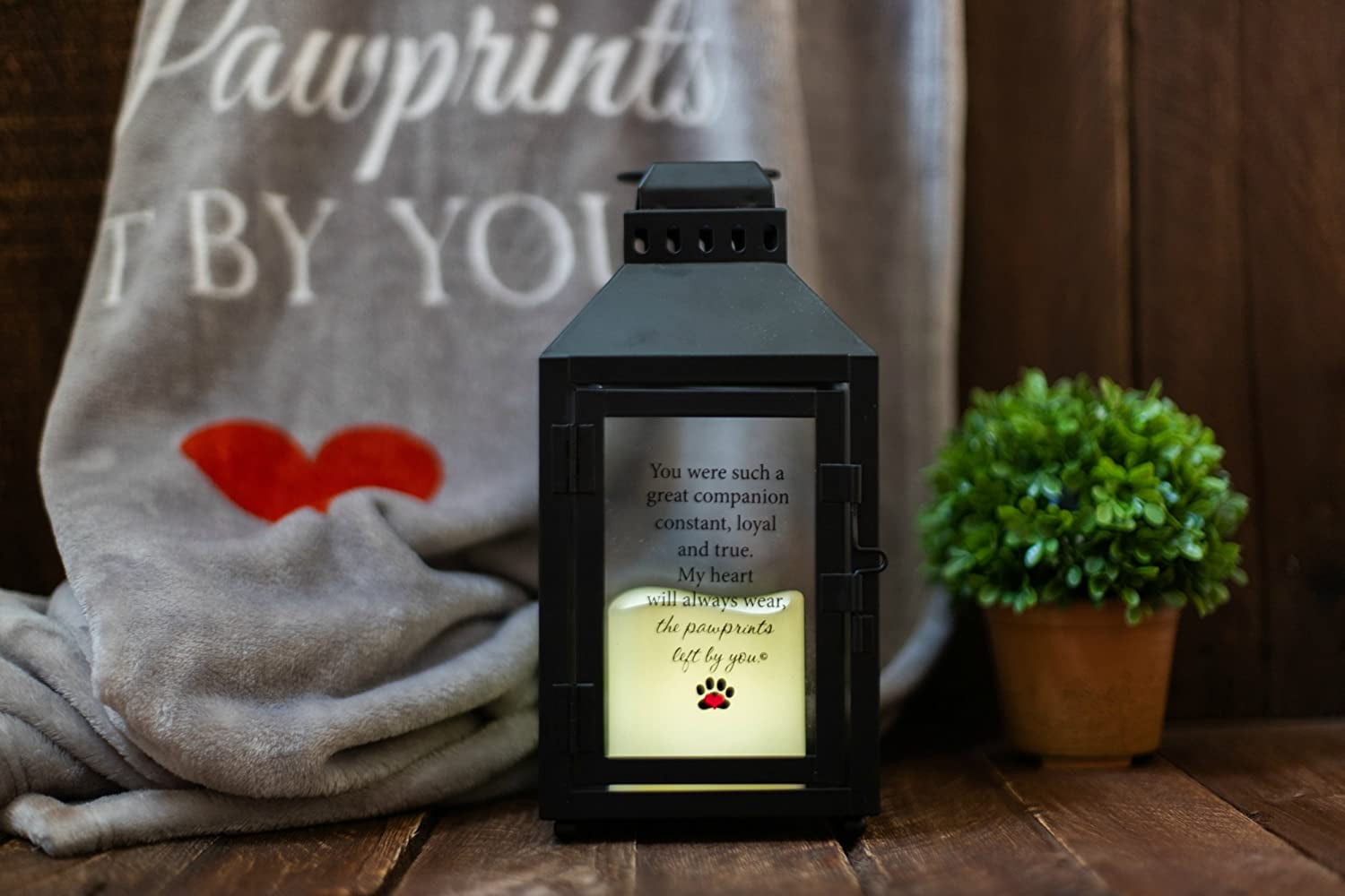 Pawprint Left Metal Lantern,Blanket with Heartfelt Sentiment ...