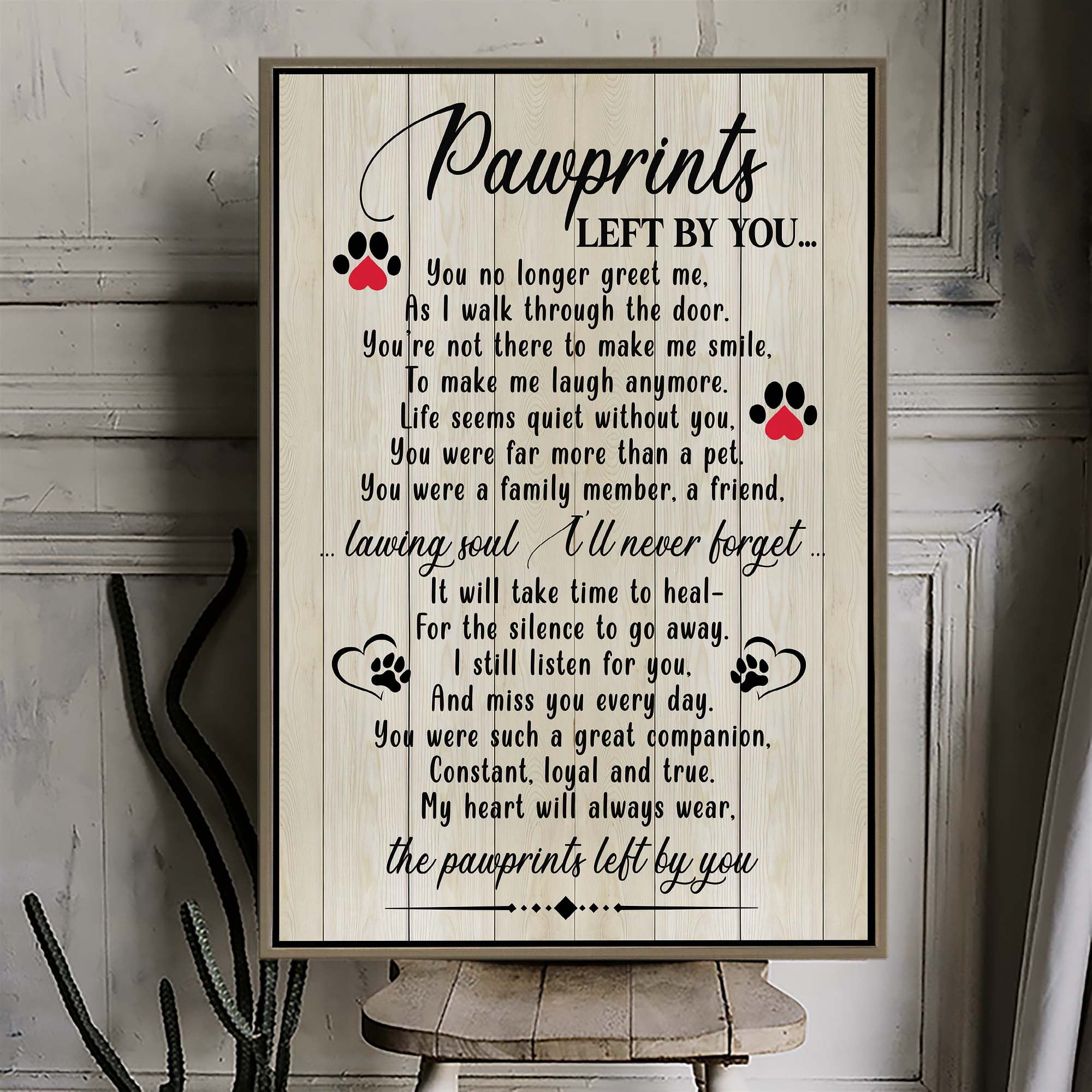 “Pawprints Left By You” Pet Memorial Canvas – Dog or Cat Loss Sympathy ...
