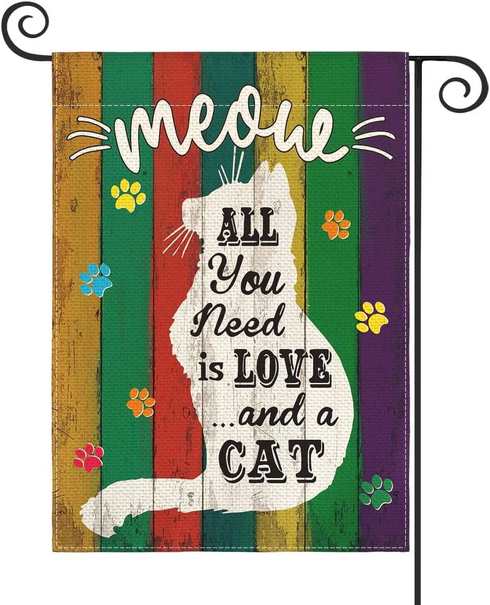 Pawprints Pet Cats Garden Flag 12x18 inch Double Sided Outside, Burlap ...