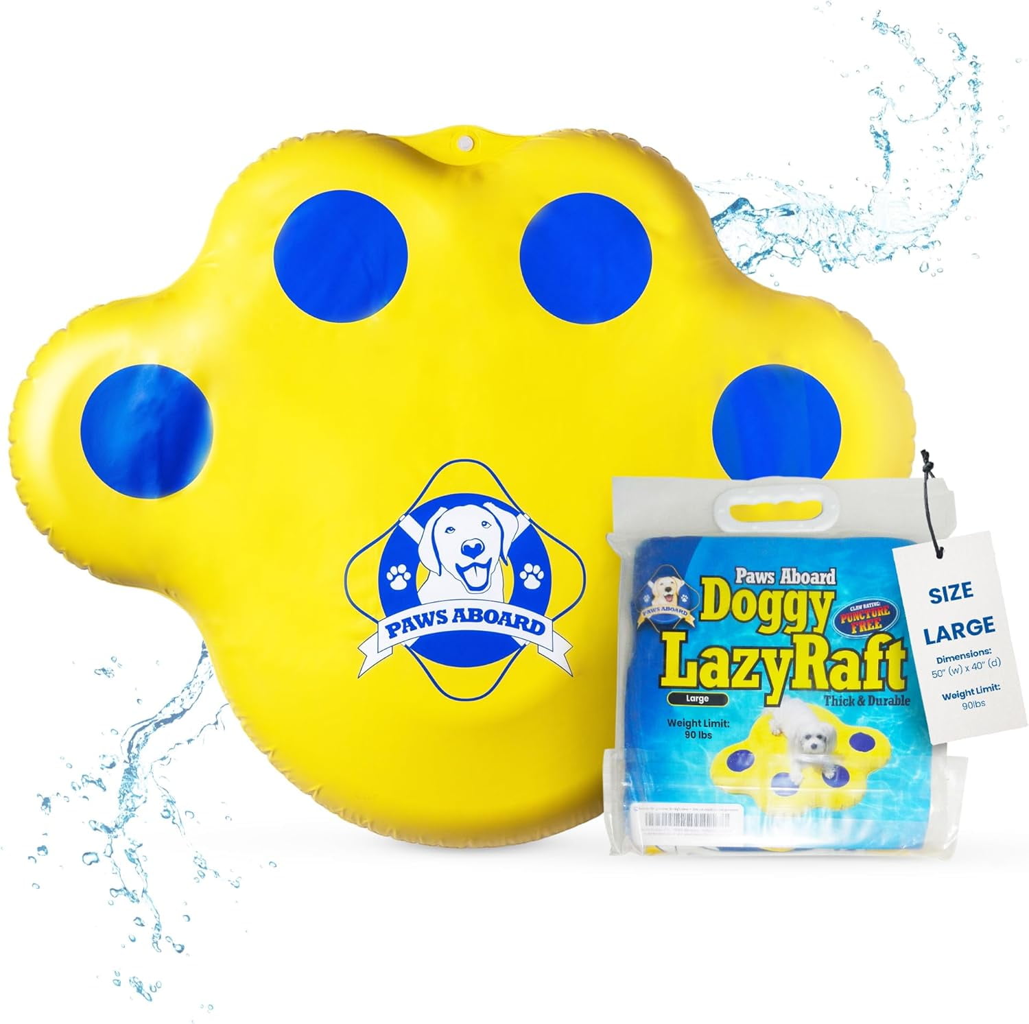 Paws Aboard Doggy Lazy Raft, Puncture Resistant Vinyl Dog Float ...