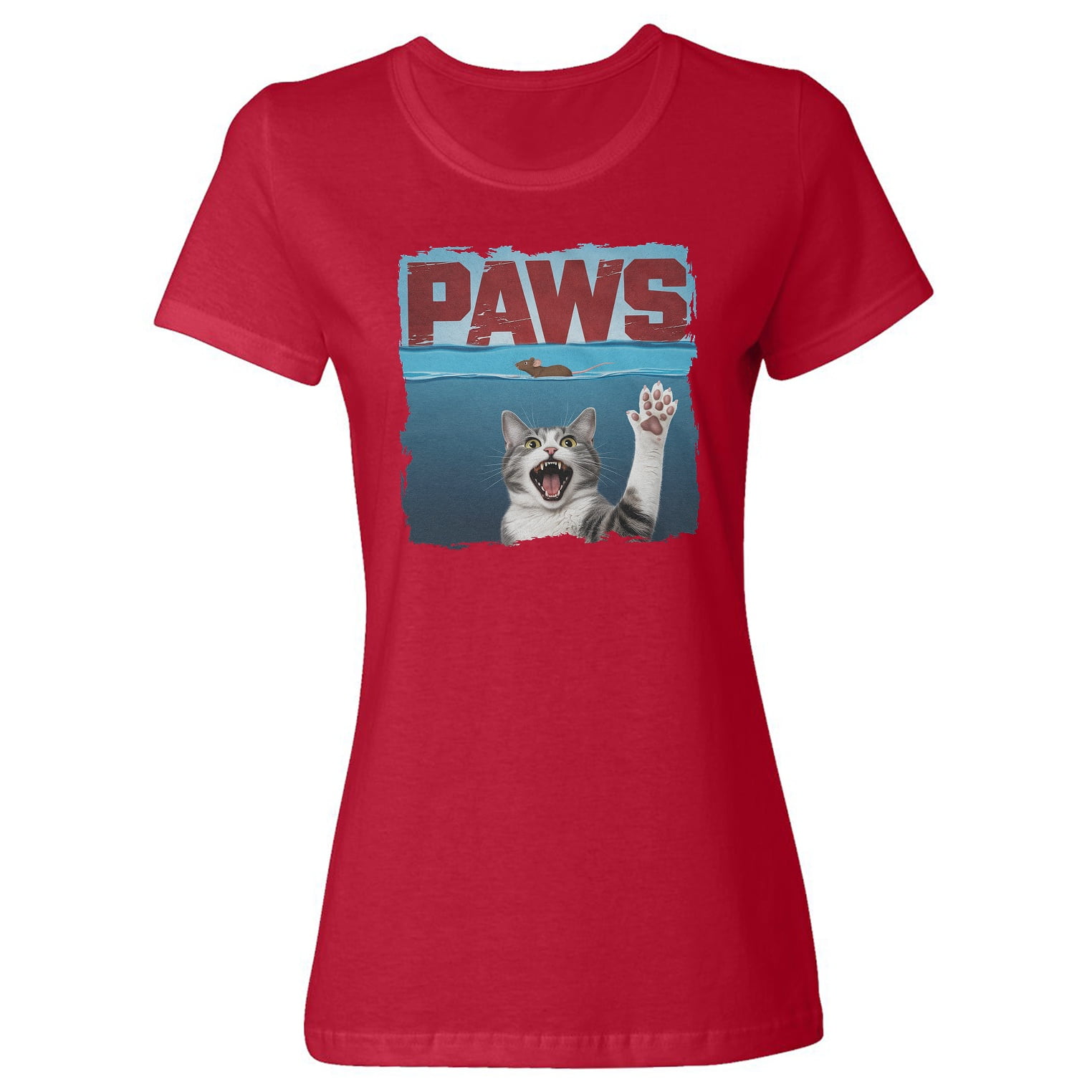Paws Funny Cat and Mouse Parody - Hilarious Meme Ladies' Crewneck T ...