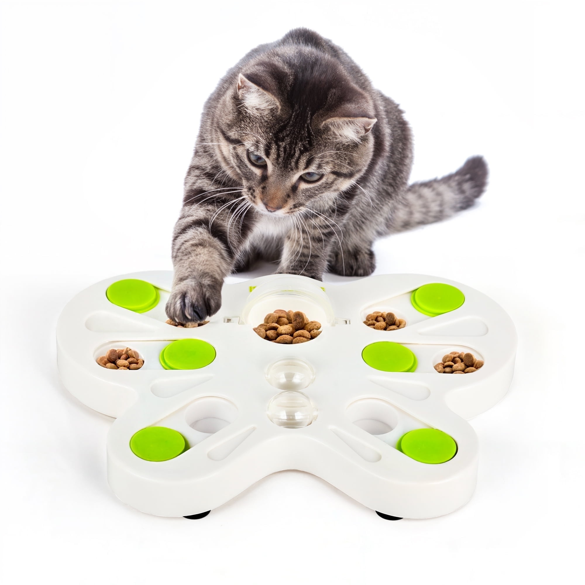 Mental Stimulation Cat Games 2-in-1 Cat Puzzle Feeder & Track Ball Toy ...