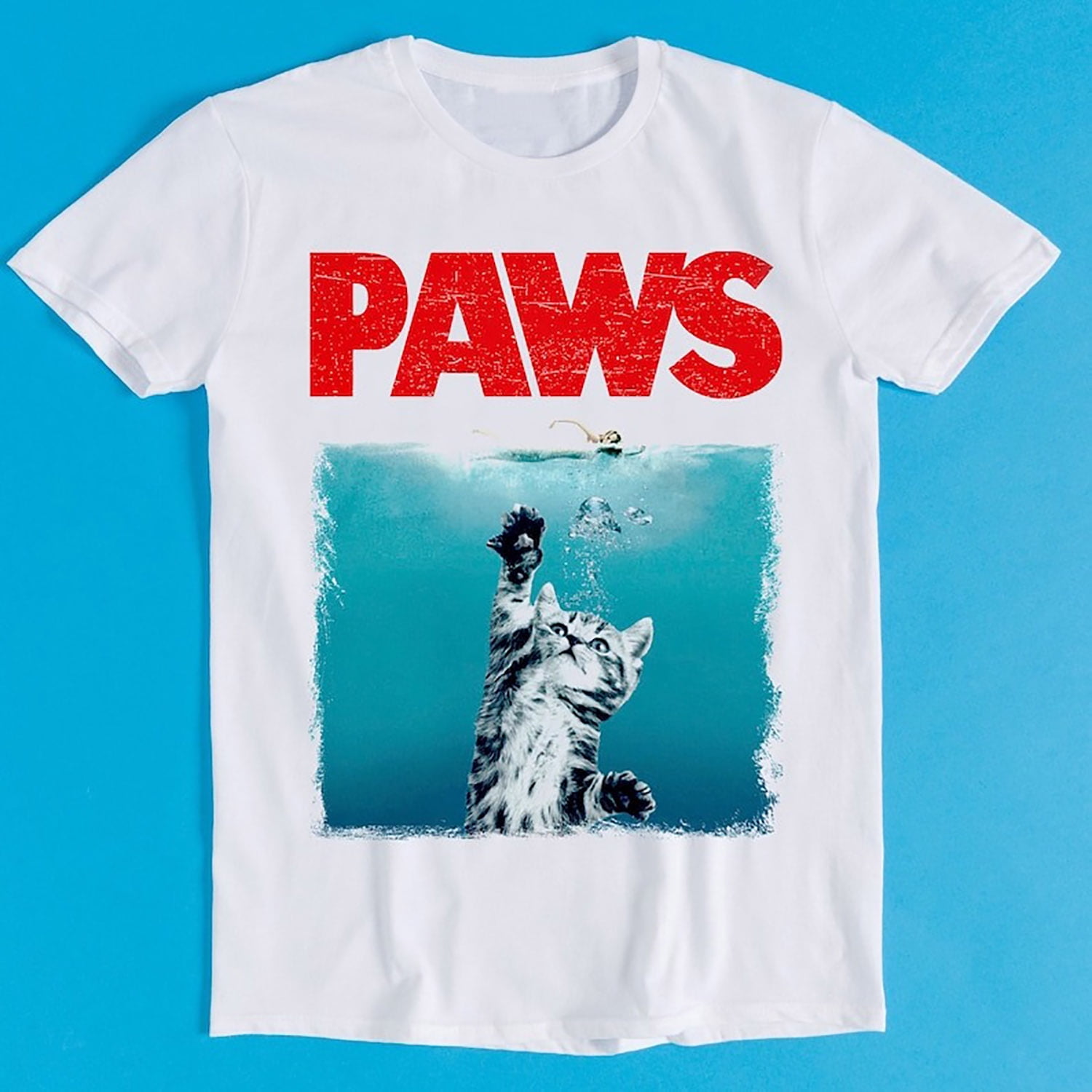Paws Jaws Cat Fun Funshirt Funny Kitten Kitty Katze Weiße Hai Meme ...