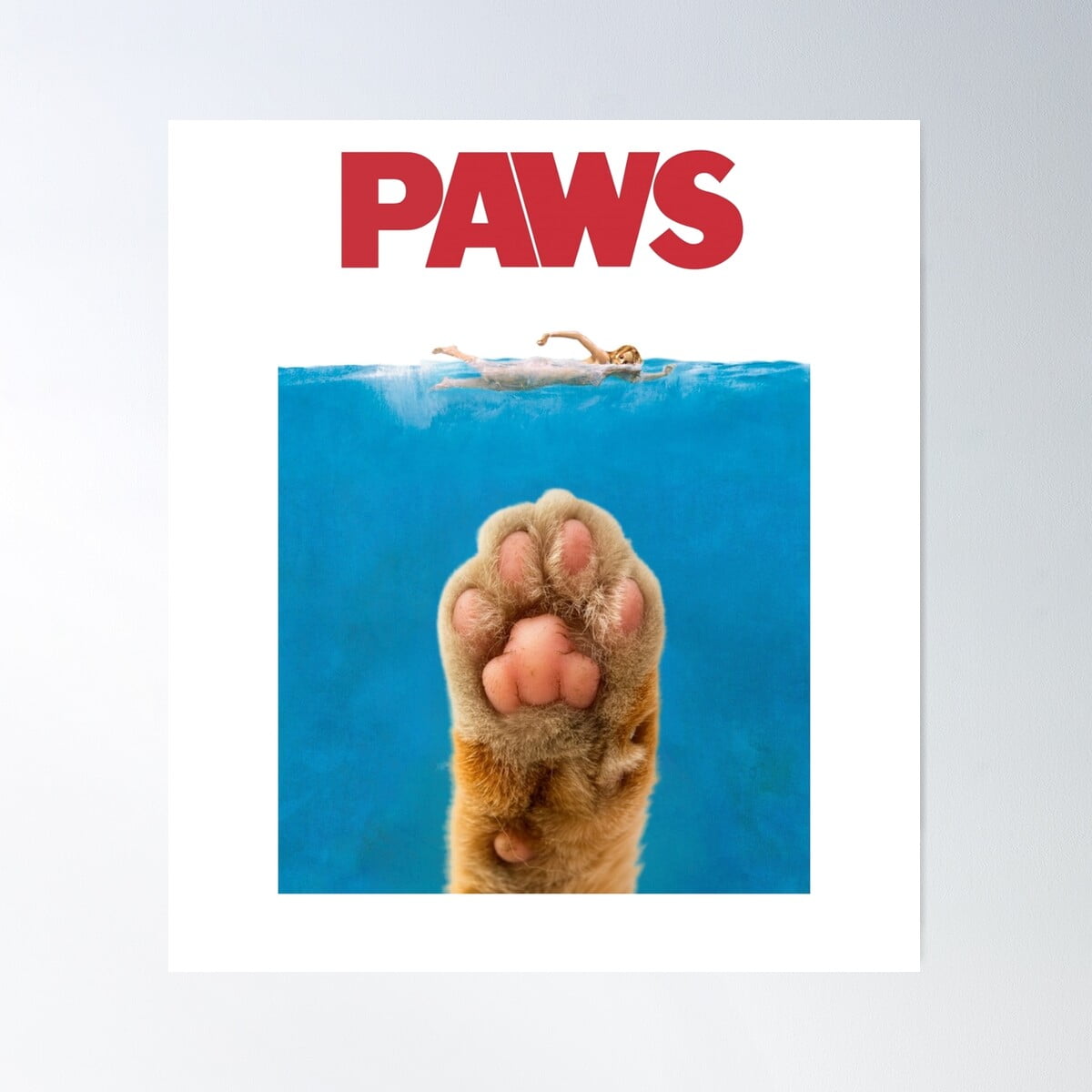 Paws Jaws Cat Paw Meme Poster Wall Art, Modern Wall Decor For Living ...