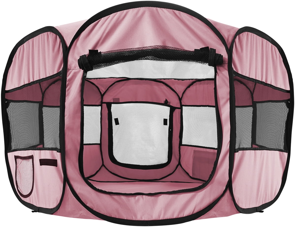 Paws & Pals Dog Playpen Soft-Sided Mesh Portable Foldable Octagon ...